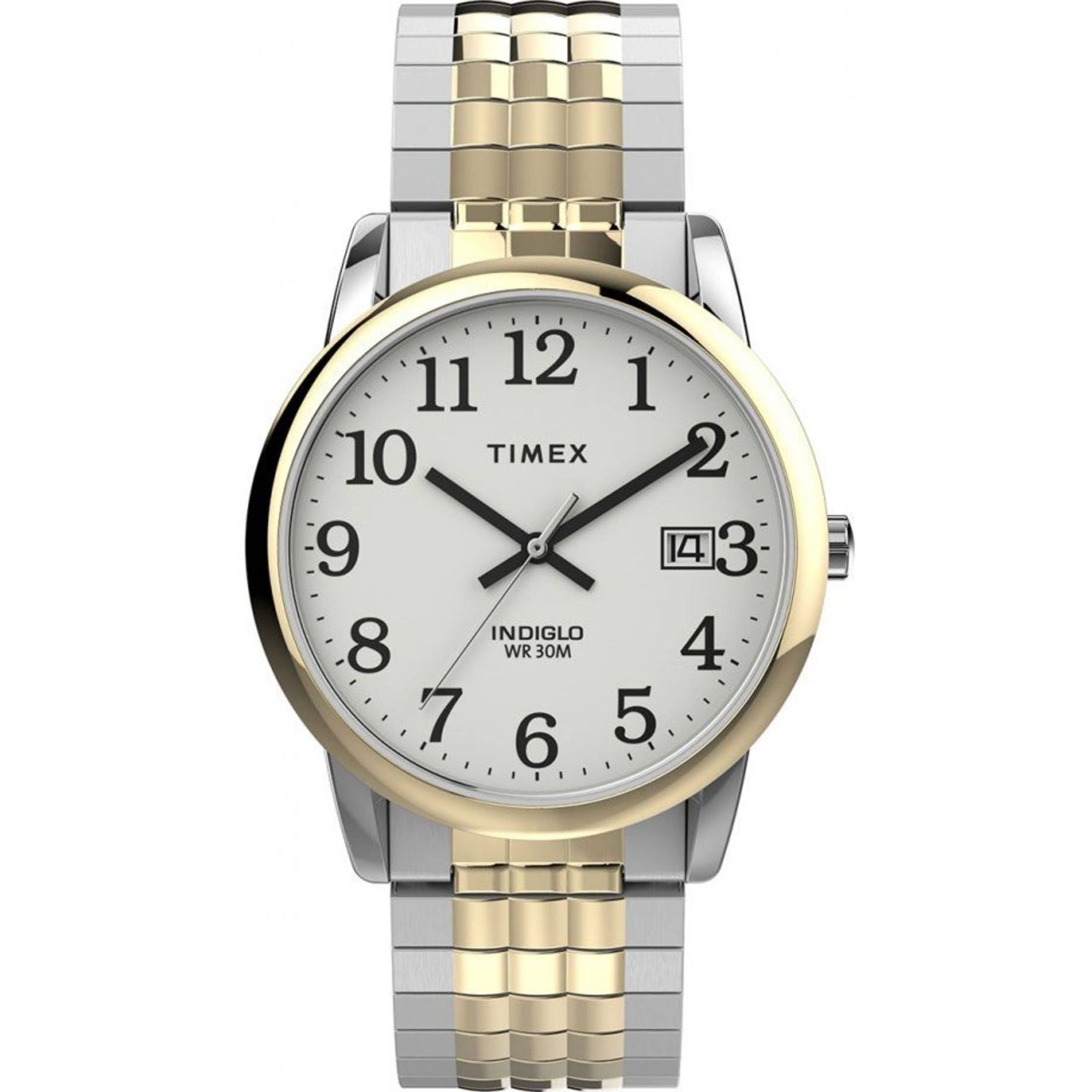 Timex Men's Watch - Easy Reader White Dial Two Tone Steel Expansion Ba