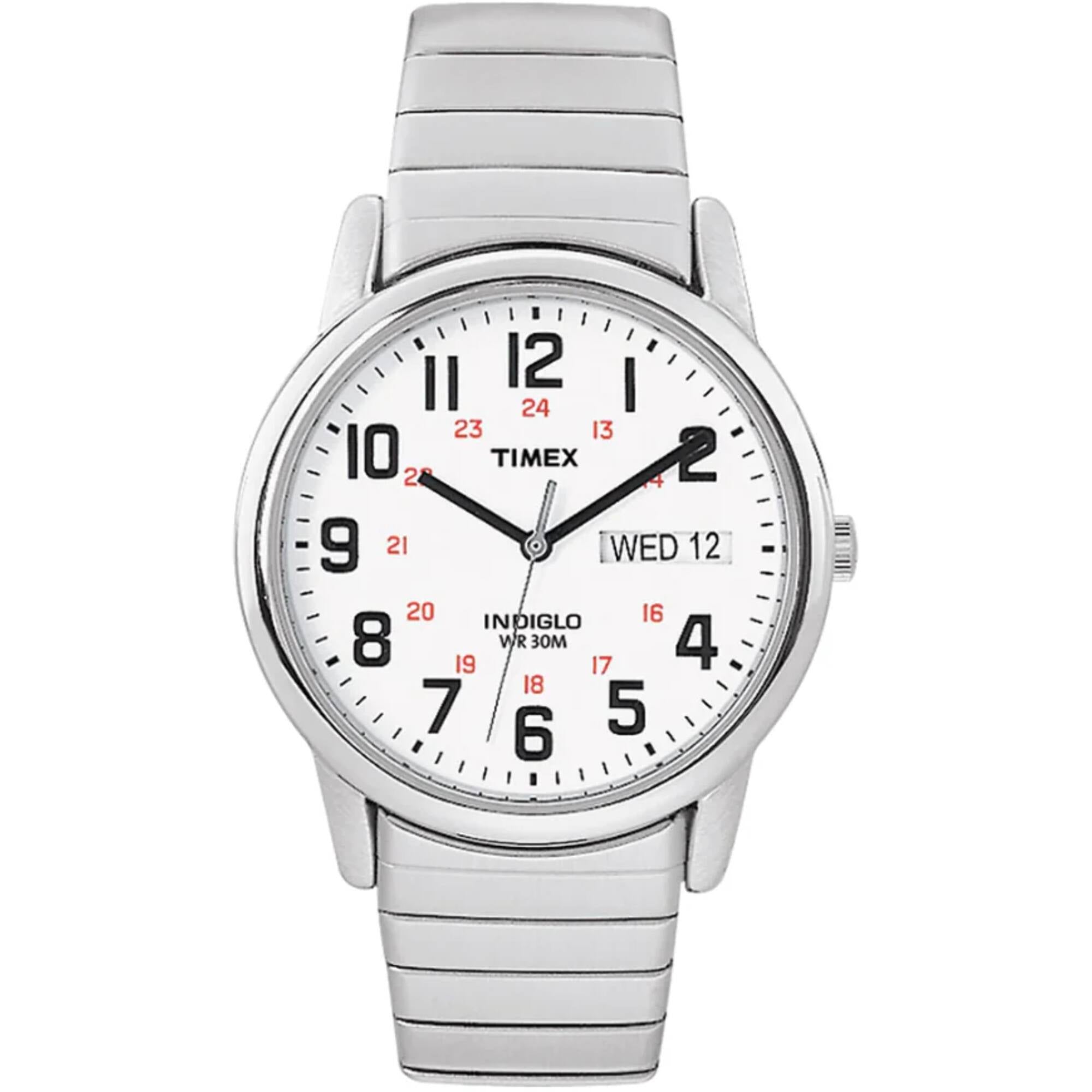 Timex Men's Watch - Easy Reader White Dial Silver Steel Expansion ...