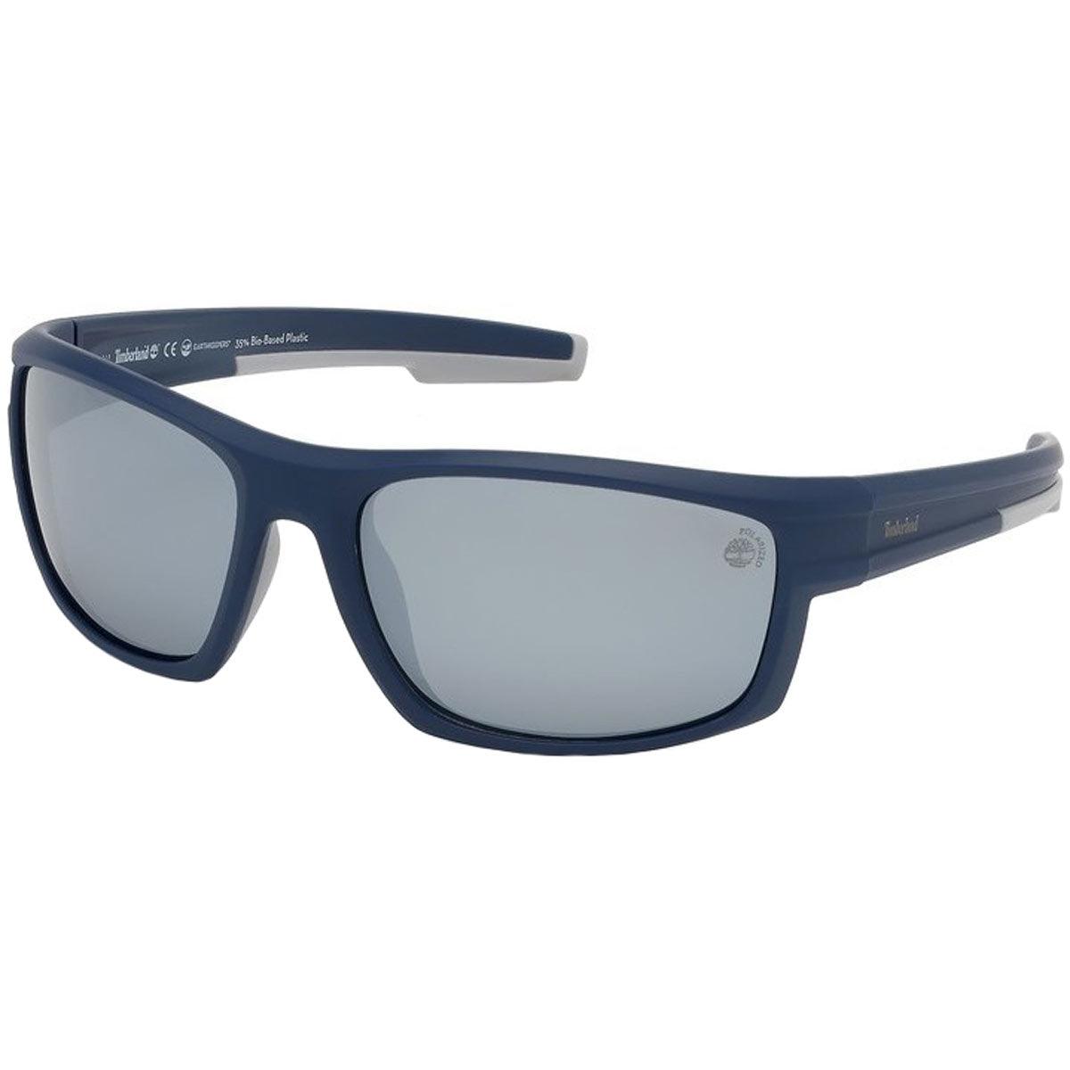 Timberland Mens Sunglasses Matte Blue Plastic Rectangular Frame T