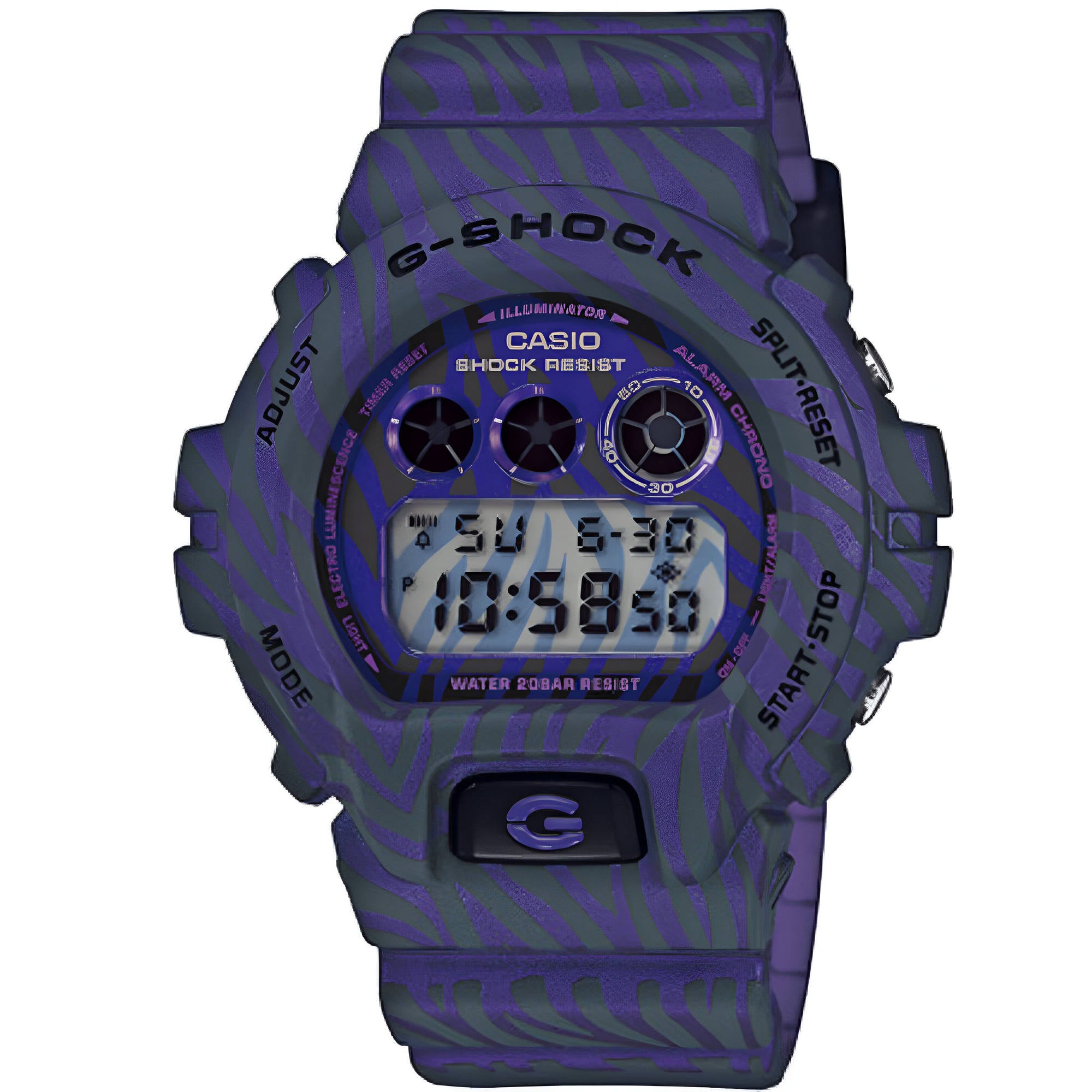 Casio Men's Watch - G-Shock Purple and Grey Digital Dial Chronograph