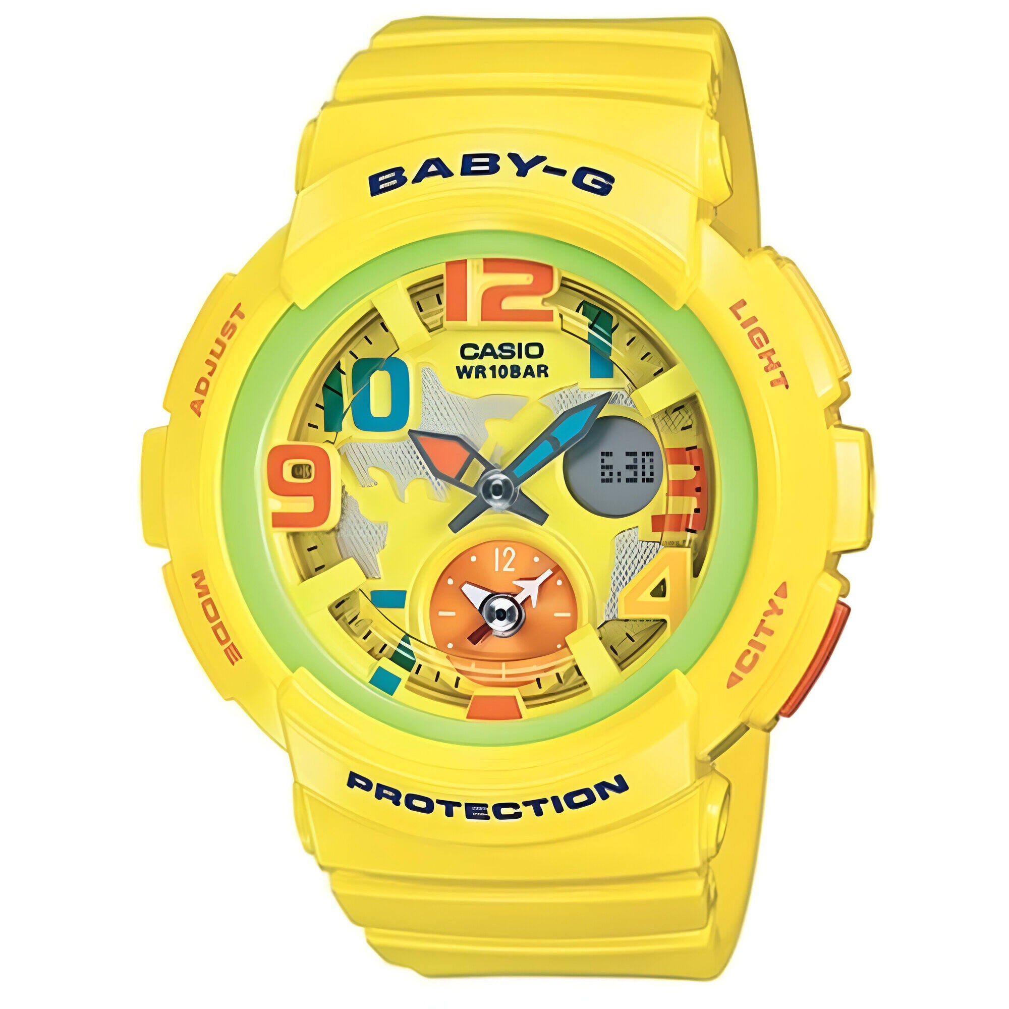 Casio Women's Watch - Baby-G Yellow and Orange Analog-Digital Dial Str