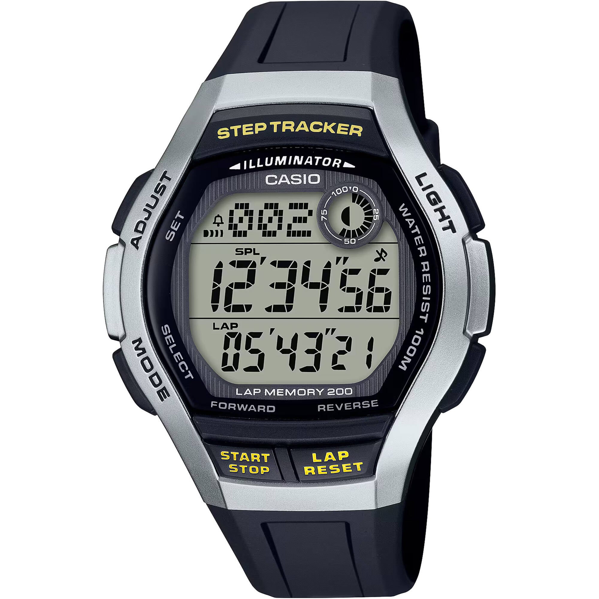 Casio Men's Watch - Dual Time Grey Digi Dial Resin Strap Step Tracker ...