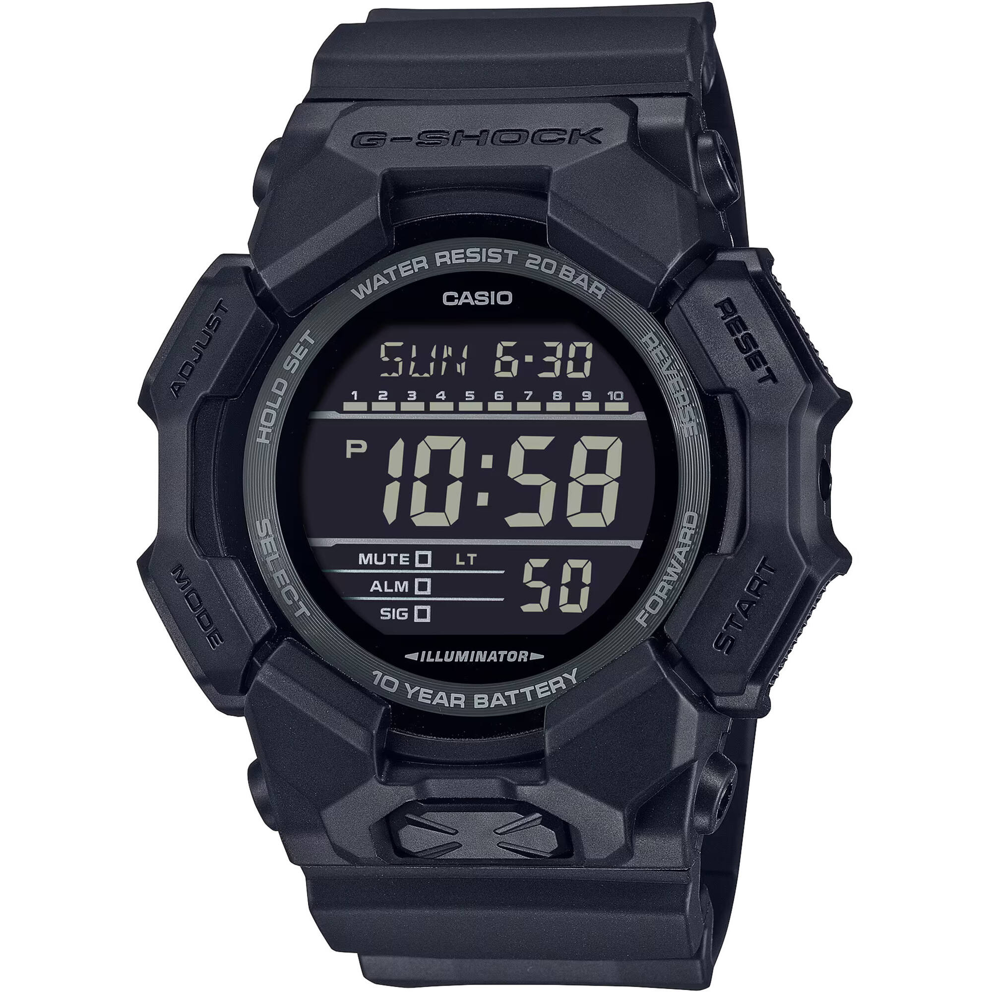 Casio Men's Watch - G-Shock World Time Black Digital Dial Resin Strap