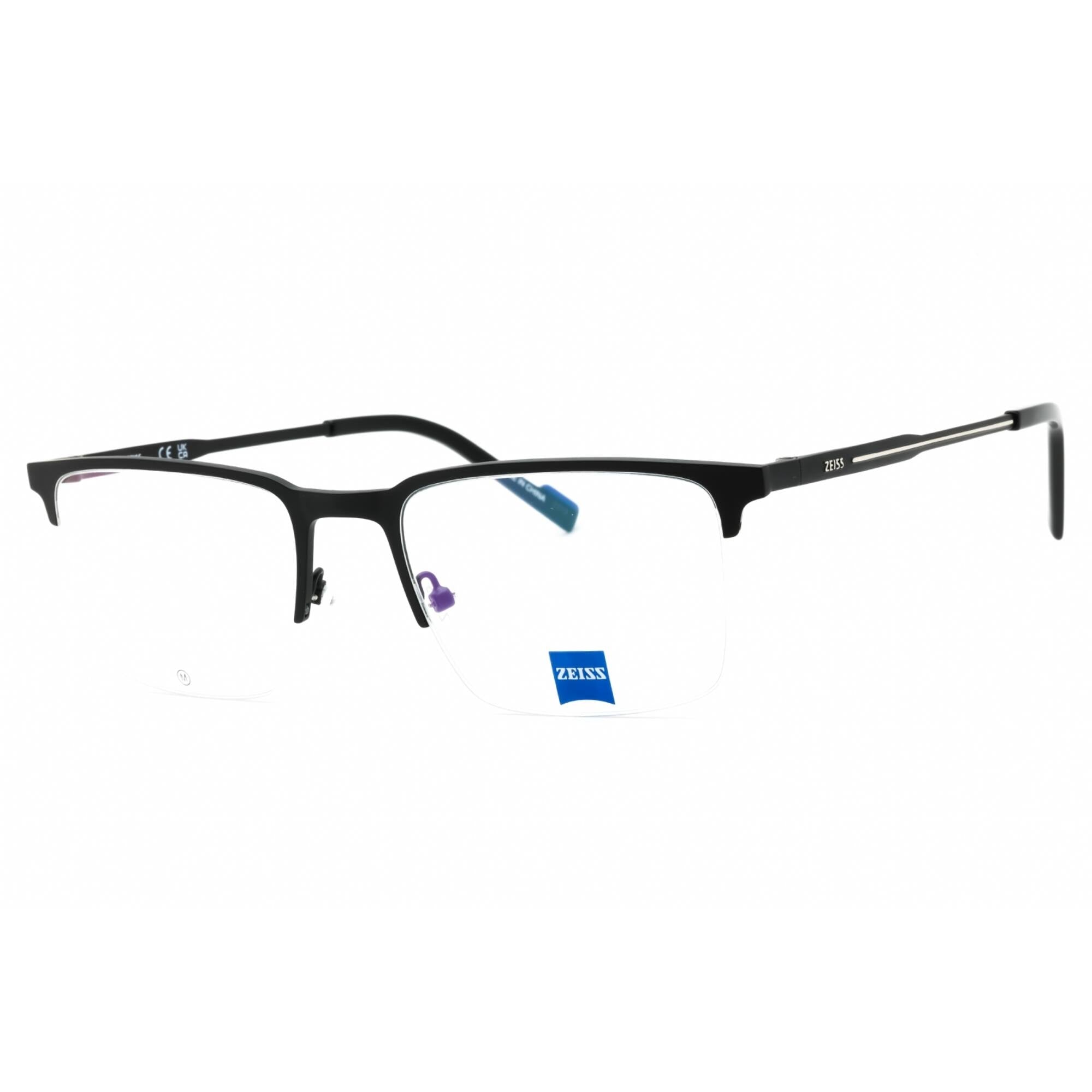 Zeiss Men's Eyeglasses - Matte Black Metal Half Rim Square Shape Frame