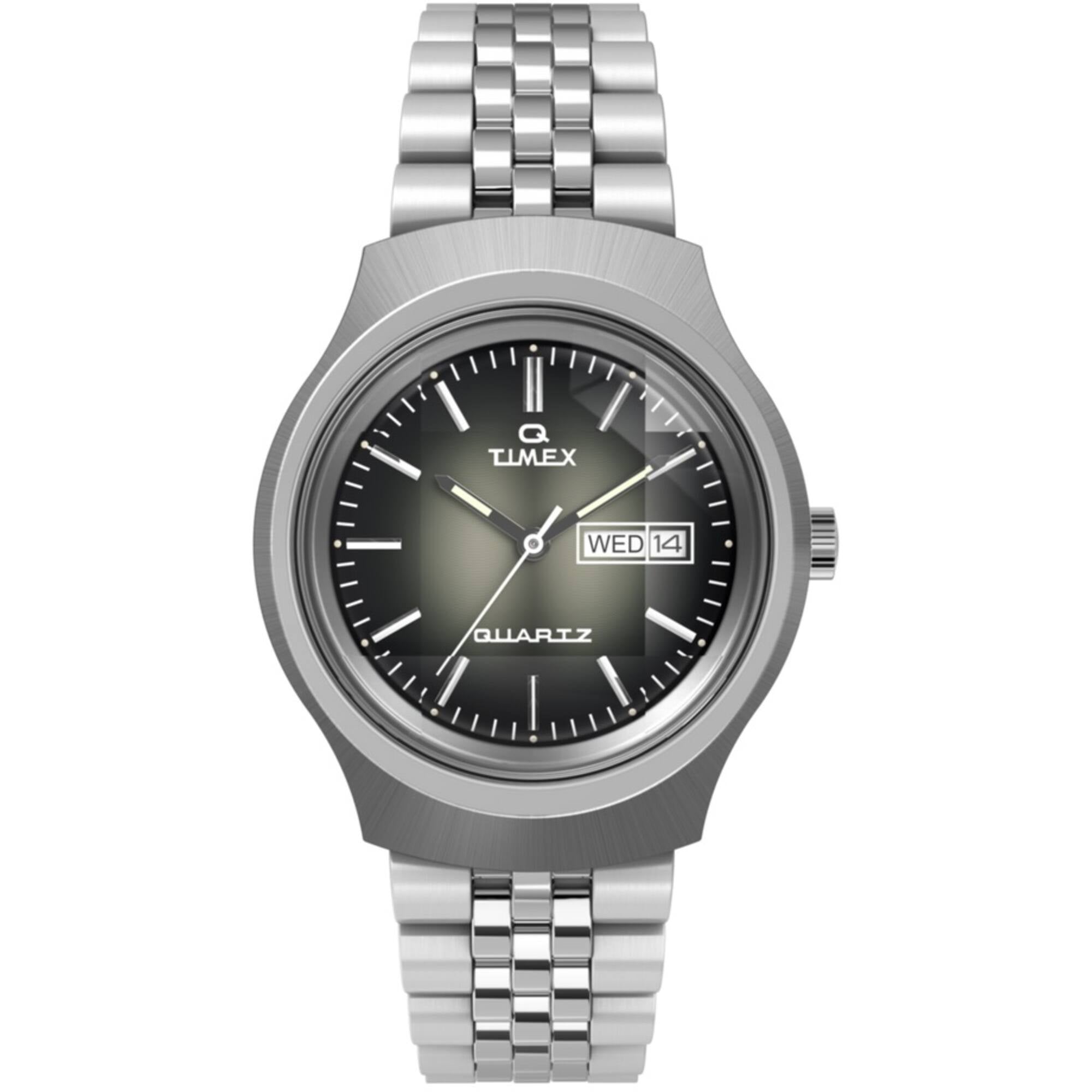 Timex Men's Watch - Q Reissue Degrade Quartz Black, Grey Dial Bracelet ...