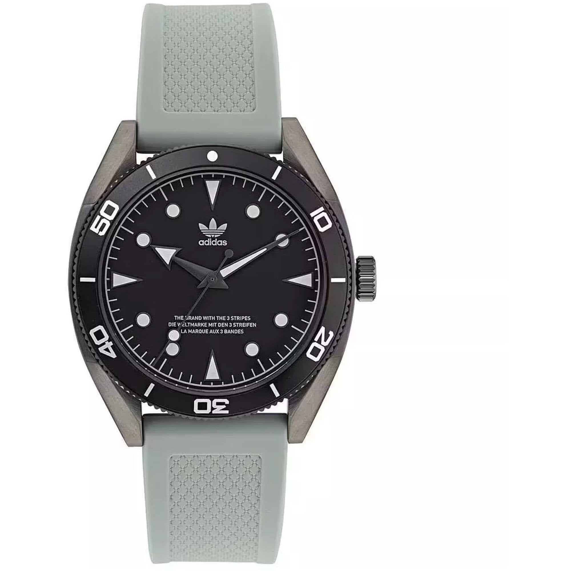 Adidas Men's Watch - Originals Quartz Black Dial Green Rubber Strap ...