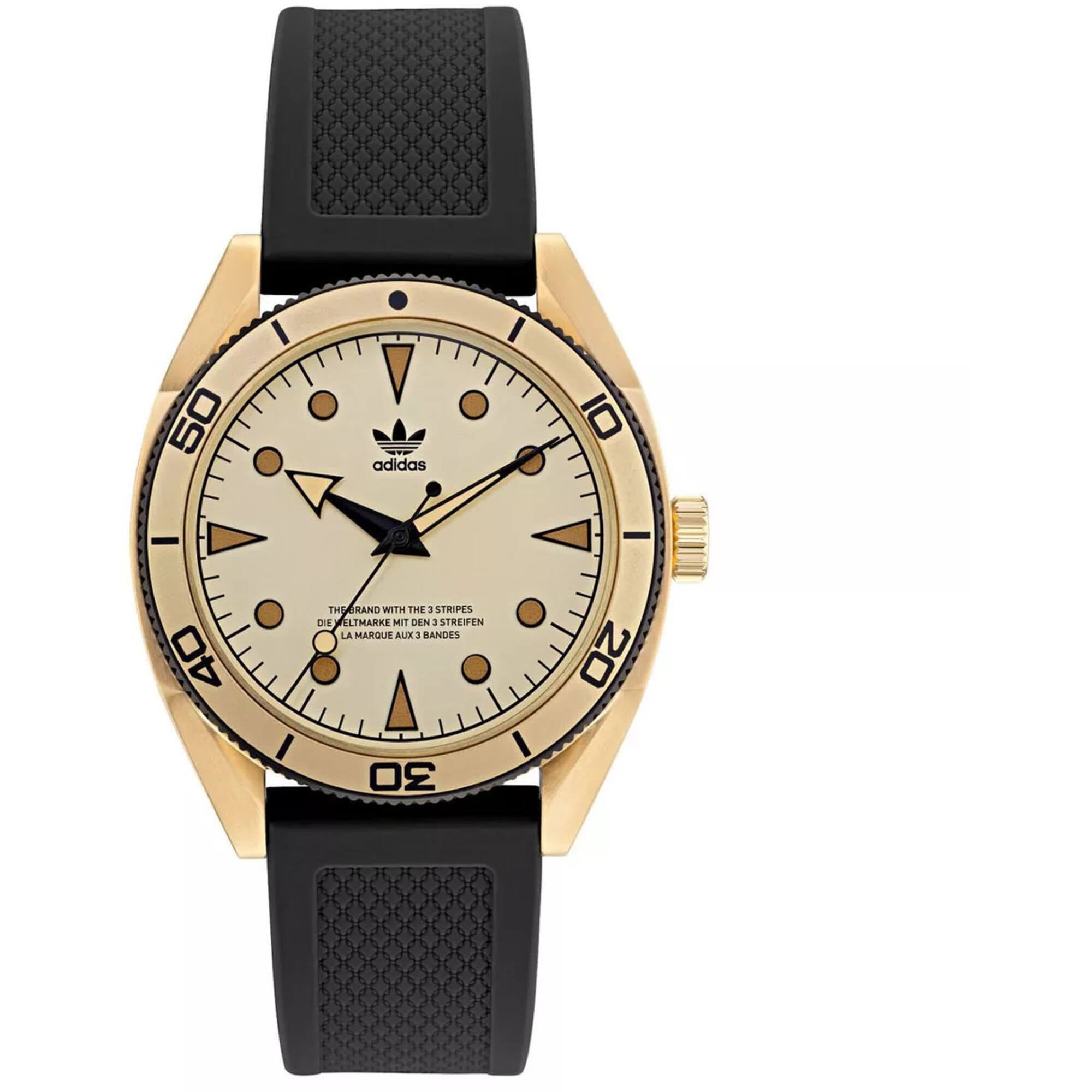 Adidas Men's Watch - Originals Quartz Cream Gold Dial Black Rubber Str