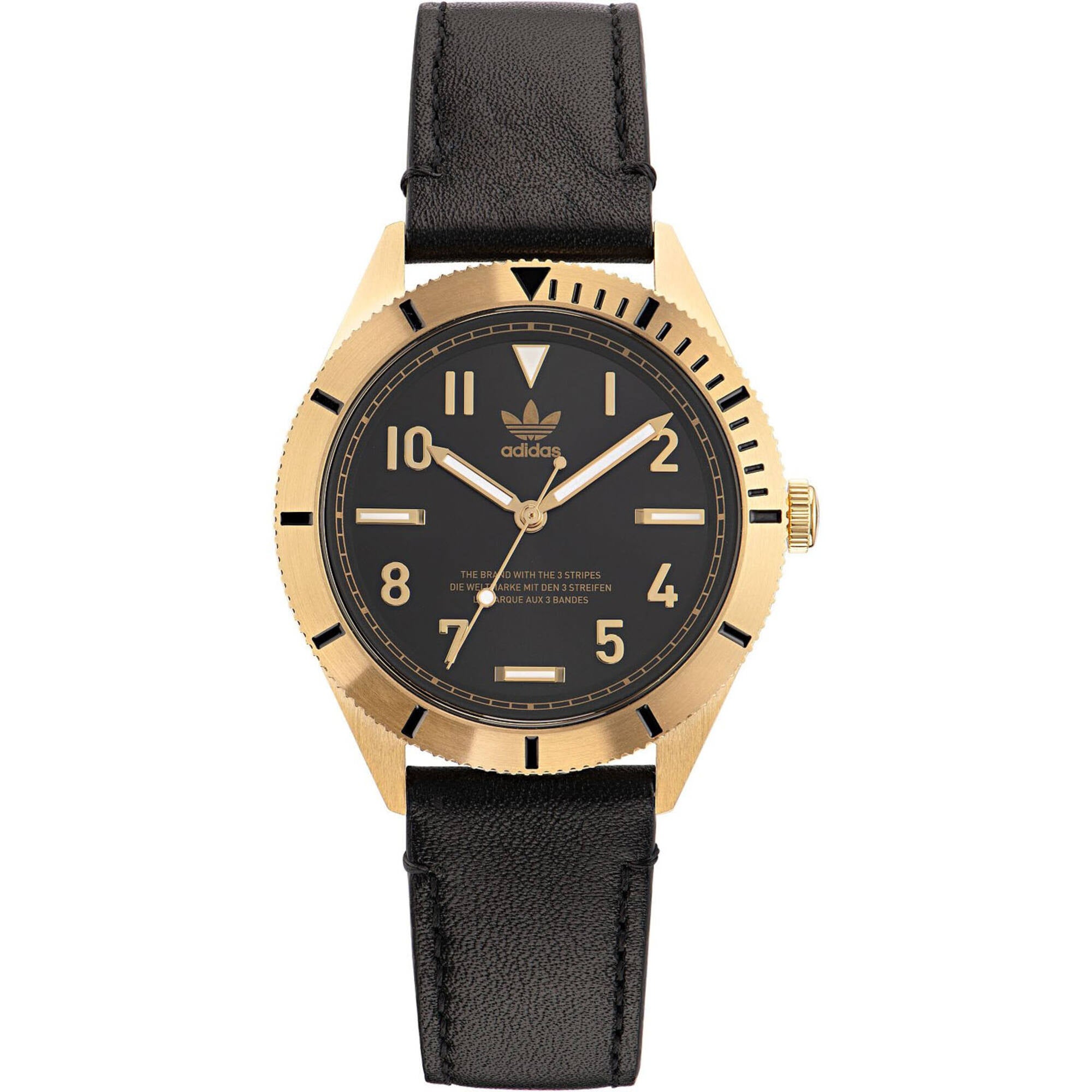 Adidas Men's Watch - Originals Quartz Yellow Gold Case Black Dial Strap ...