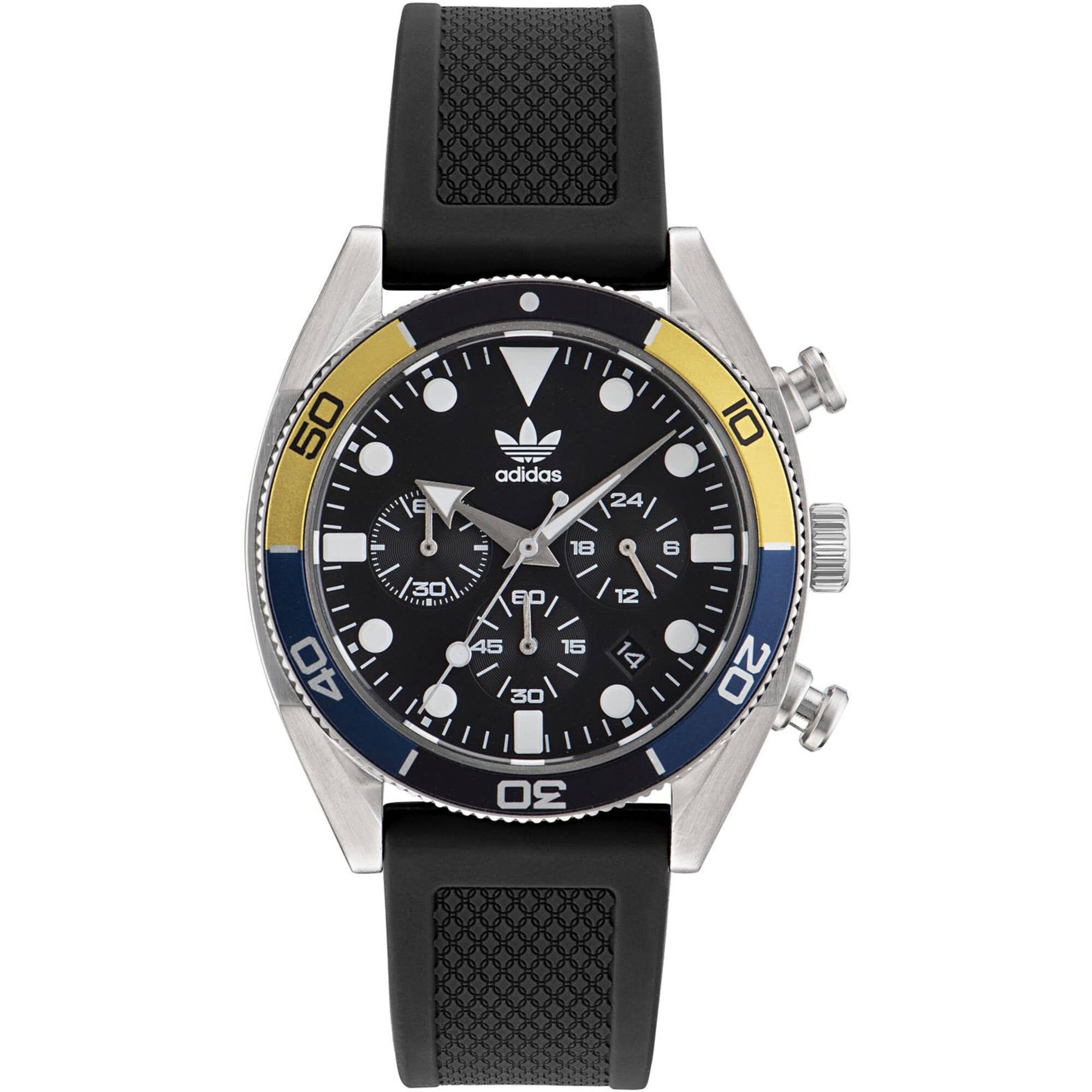 Adidas Men's Watch - Originals Chronometer Black Silicone Rubber Strap ...