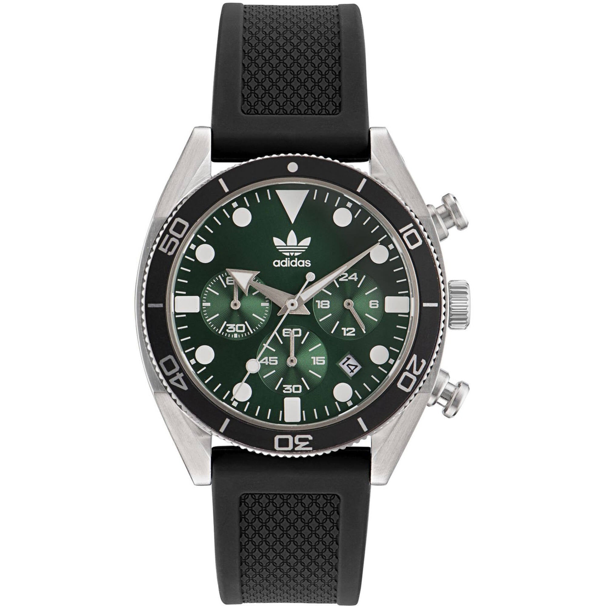 Adidas Men's Watch - Originals Chronometer Green Dial Black Rubber Str