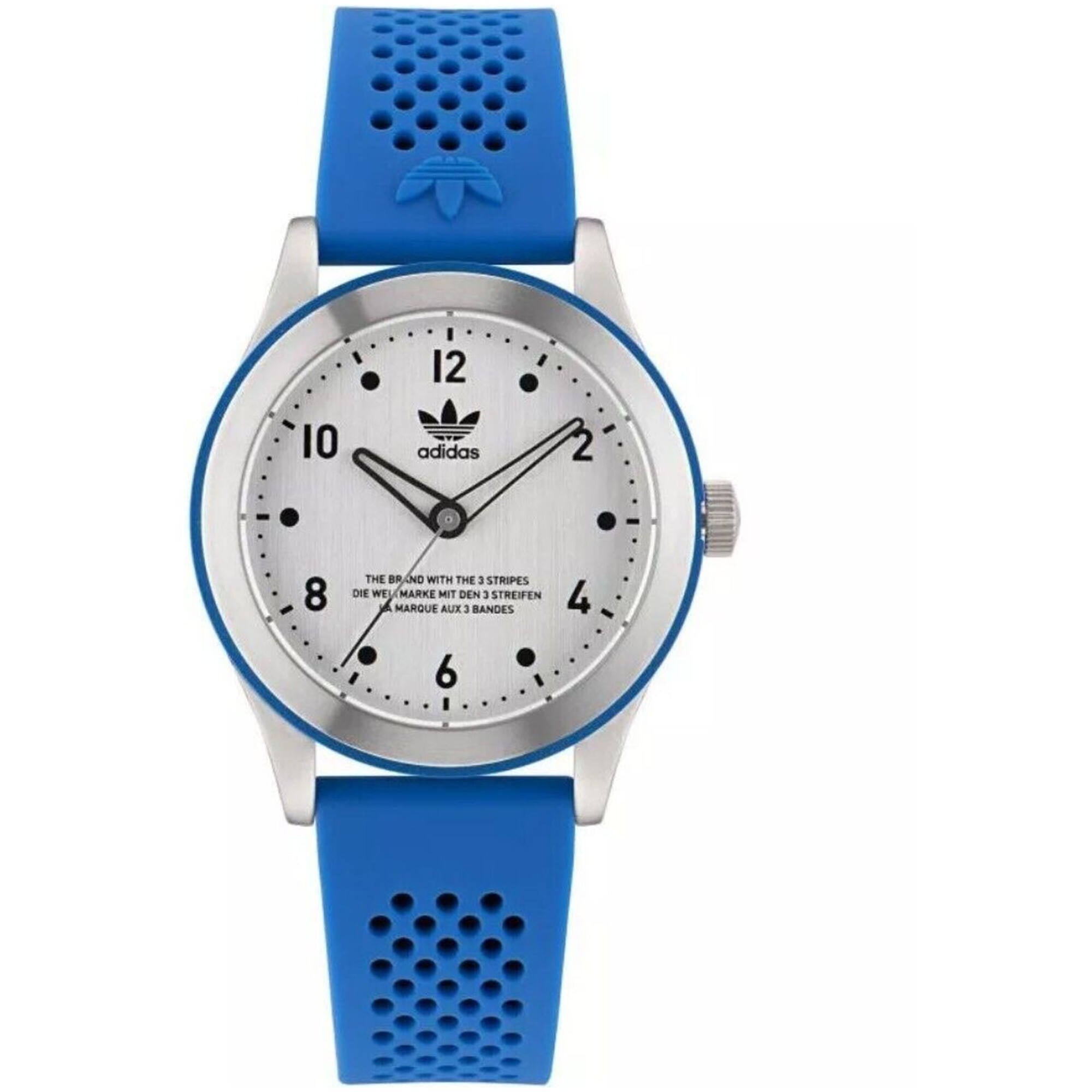 Adidas Men's Watch - Originals Silver Dial Blue Silicone Rubber Strap ...