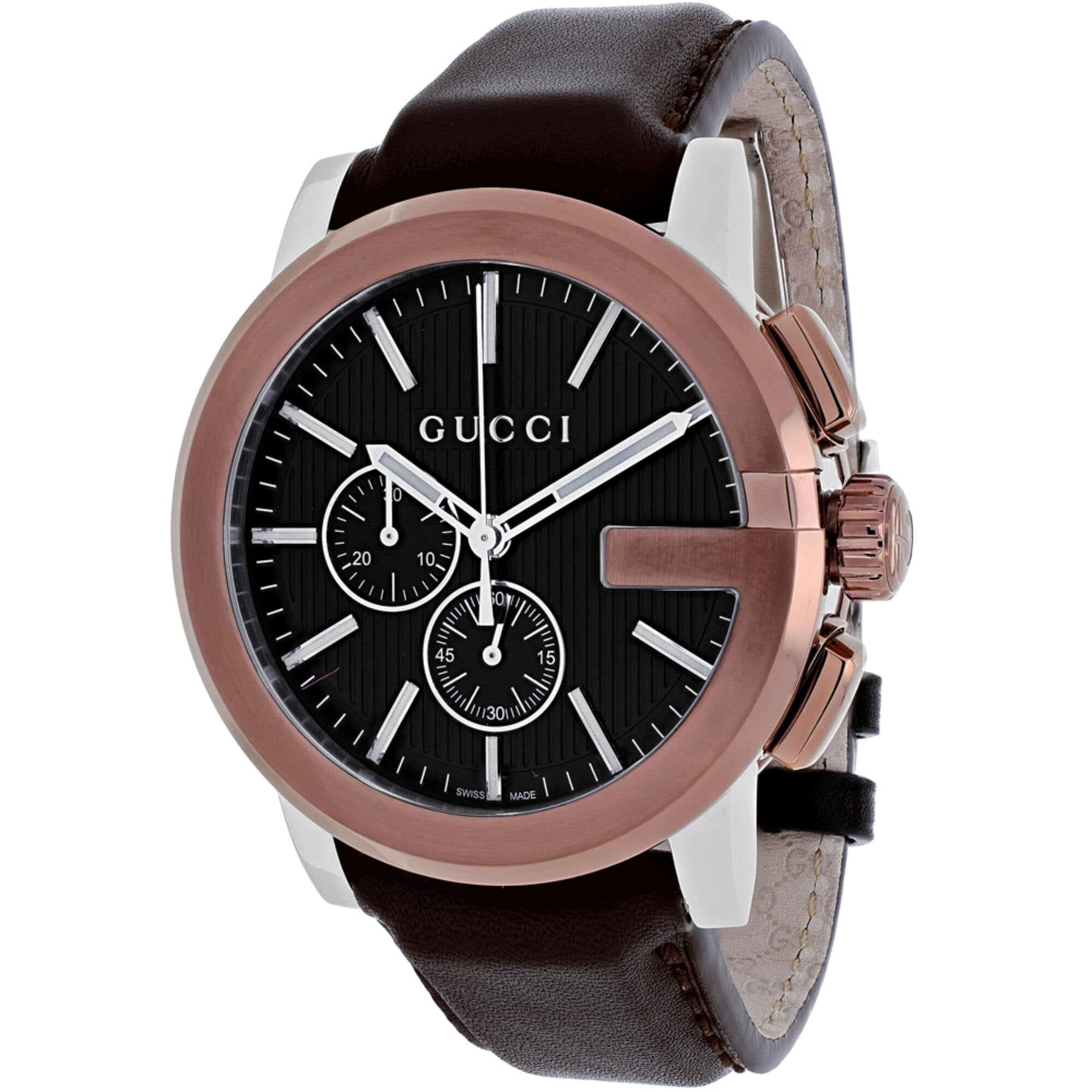 Gucci Men's Watch - G-Chrono Quartz Chronograph Black Dial Leather Str