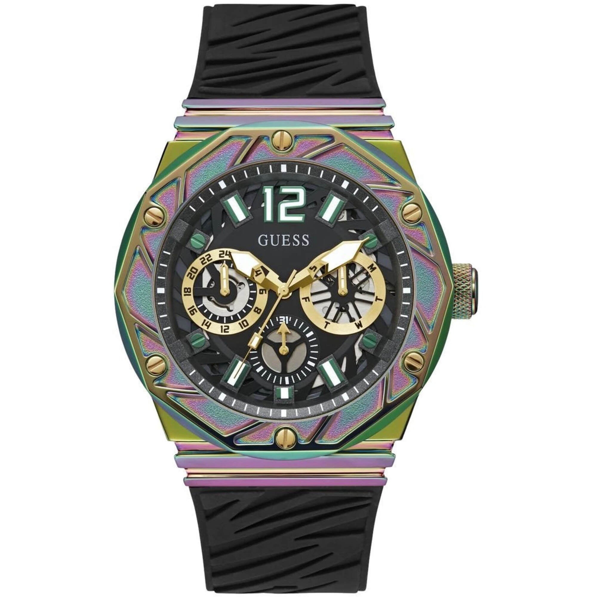 Guess Men's Watch - Classic Quartz Day-Date Display Black Rubber Strap ...