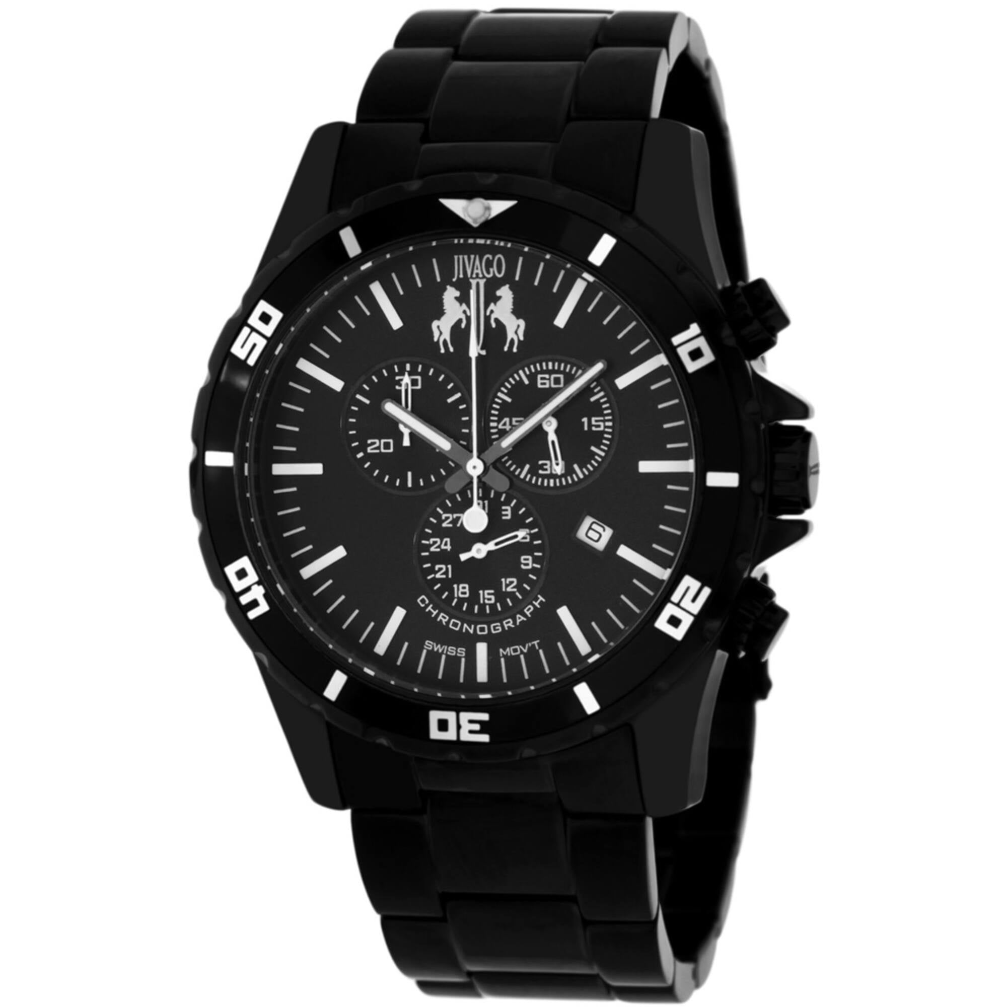 Jivago Men's Watch - Ultimate Quartz Chronograph Black Dial Steel Brac