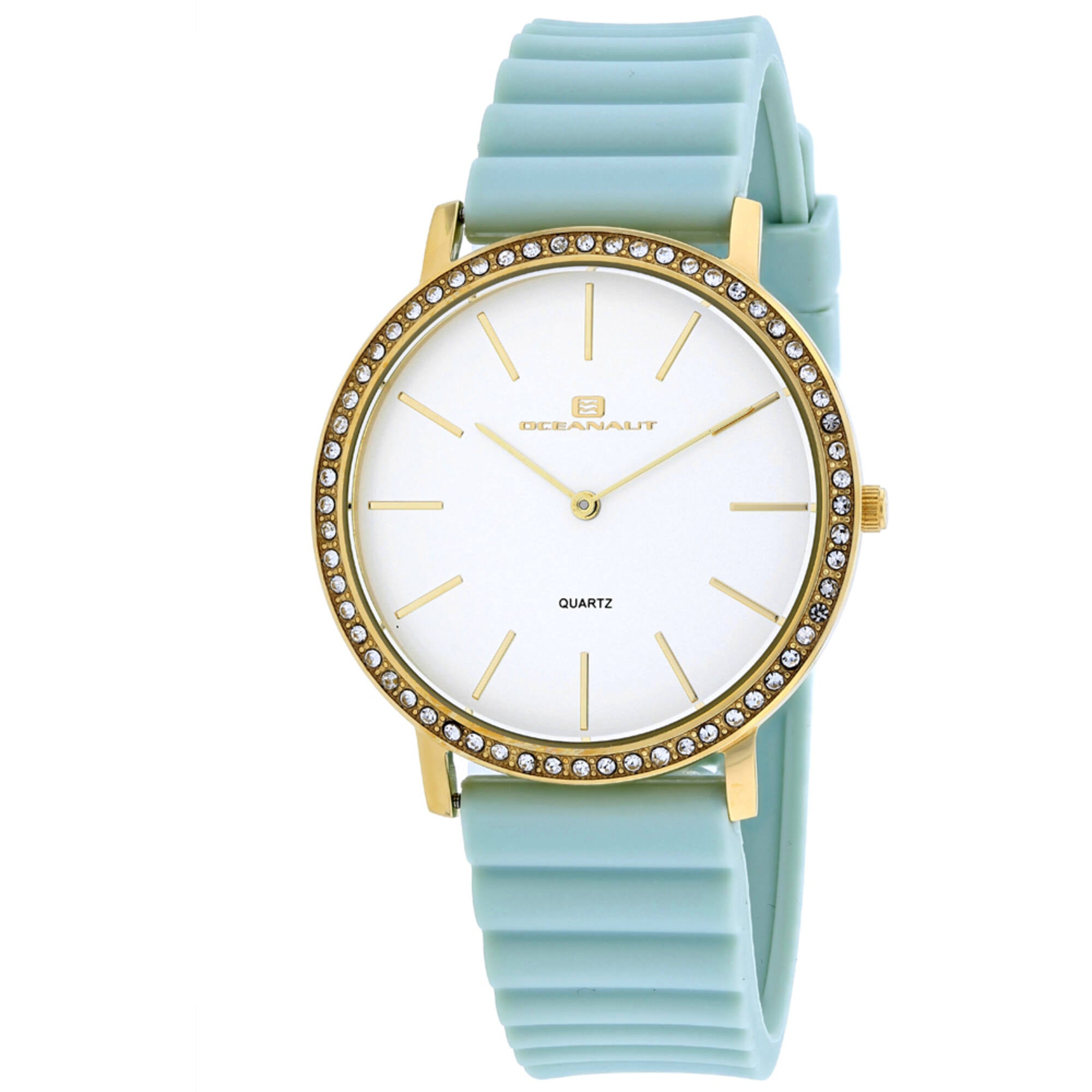 Oceanaut Women's Watch - Ripple Quartz White Dial Green Rubber Strap