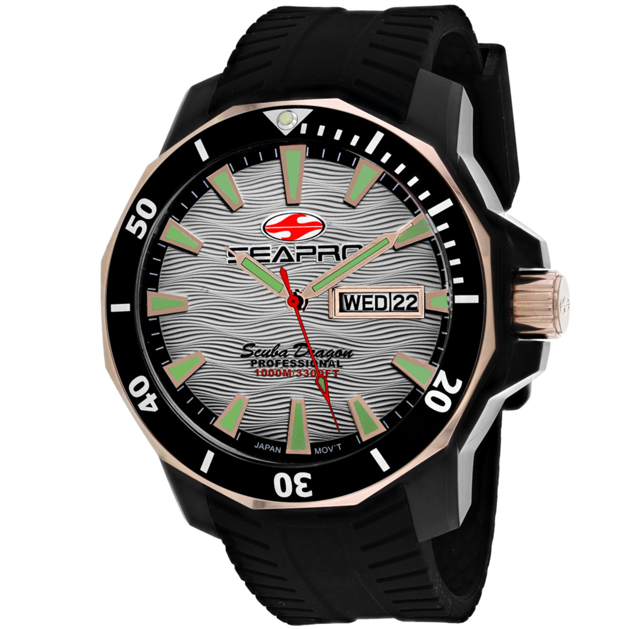 Seapro Men's Watch - Scuba Dragon Diver Quartz Silver Dial Rubber Stra