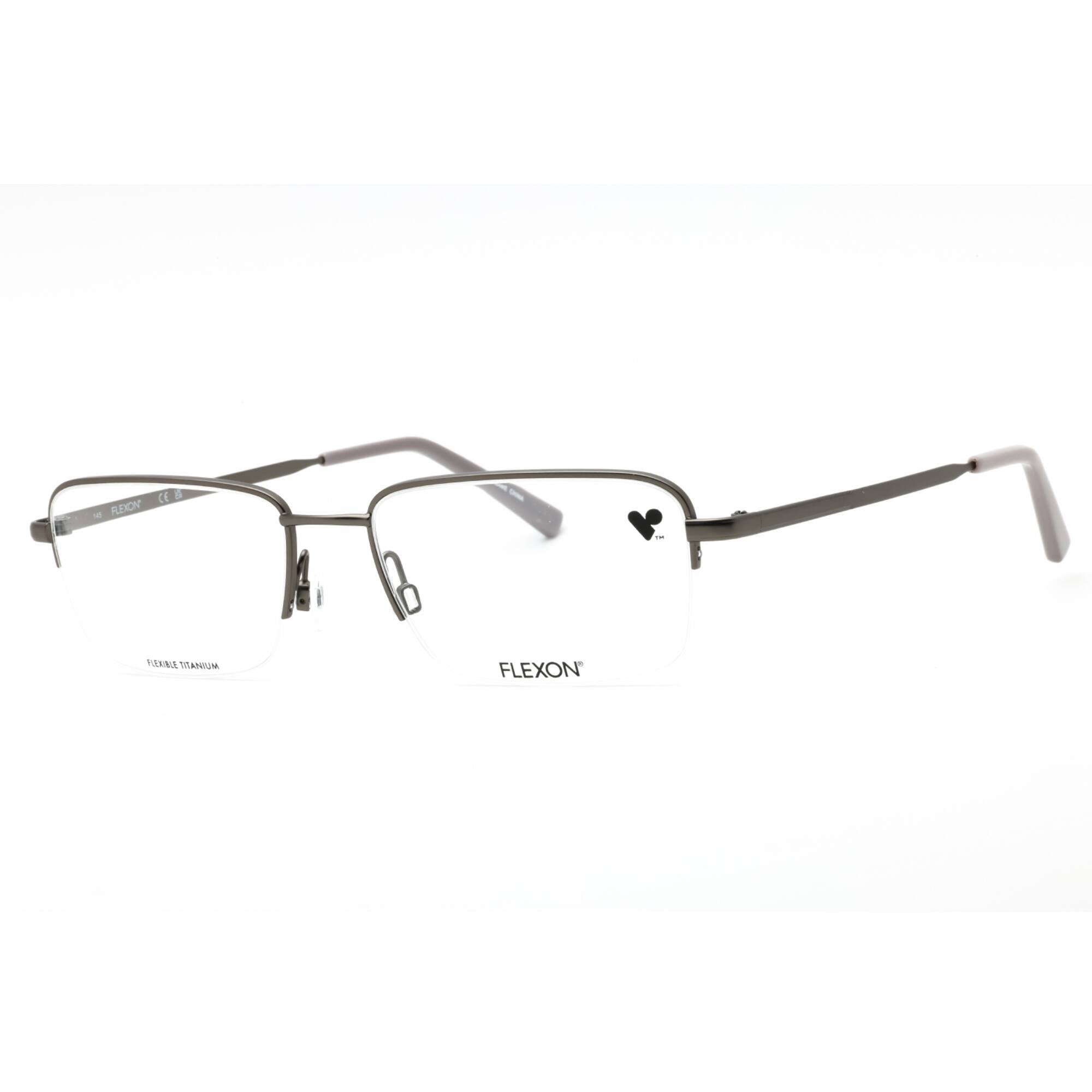 Flexon Men's Eyeglasses - Gunmetal Rectangular Half Rim Metal Frame