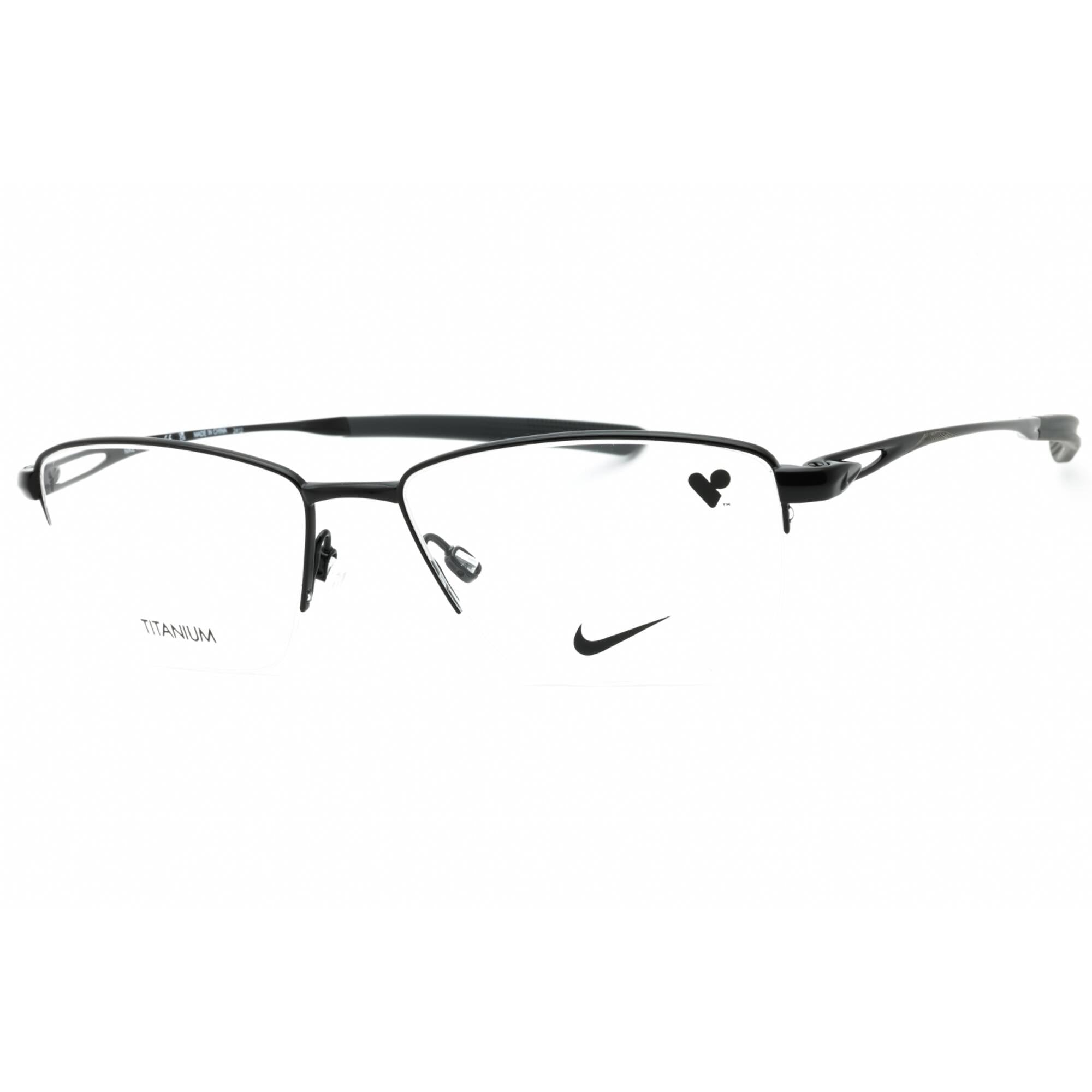 Nike Men's Eyeglasses - Black Rectangular Half Rim Titanium Frame | NI