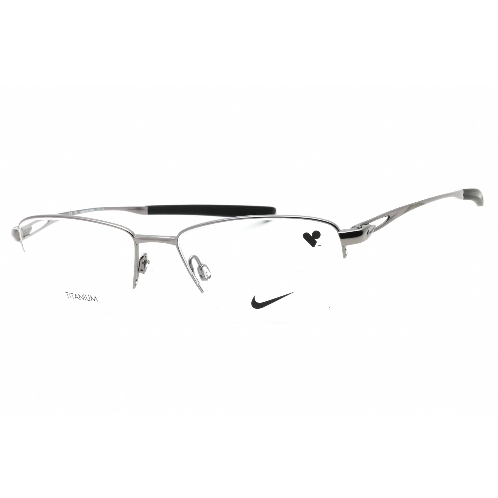 Nike Men's Eyeglasses - Gunmetal Rectangular Half Rim Titanium Frame ...