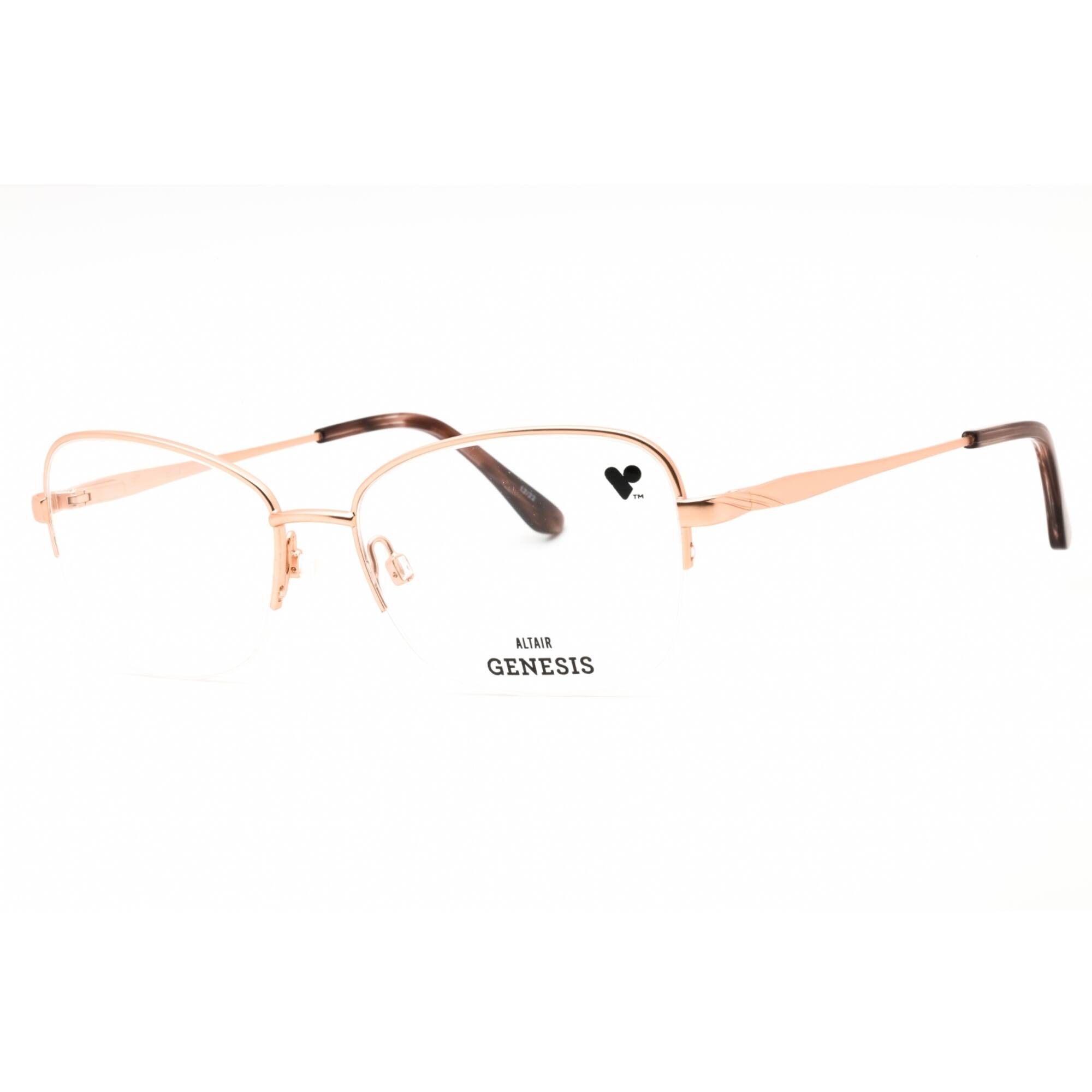 Genesis Women's Eyeglasses - Rose Gold Metal Cat Eye Half Rim 53mm Fra