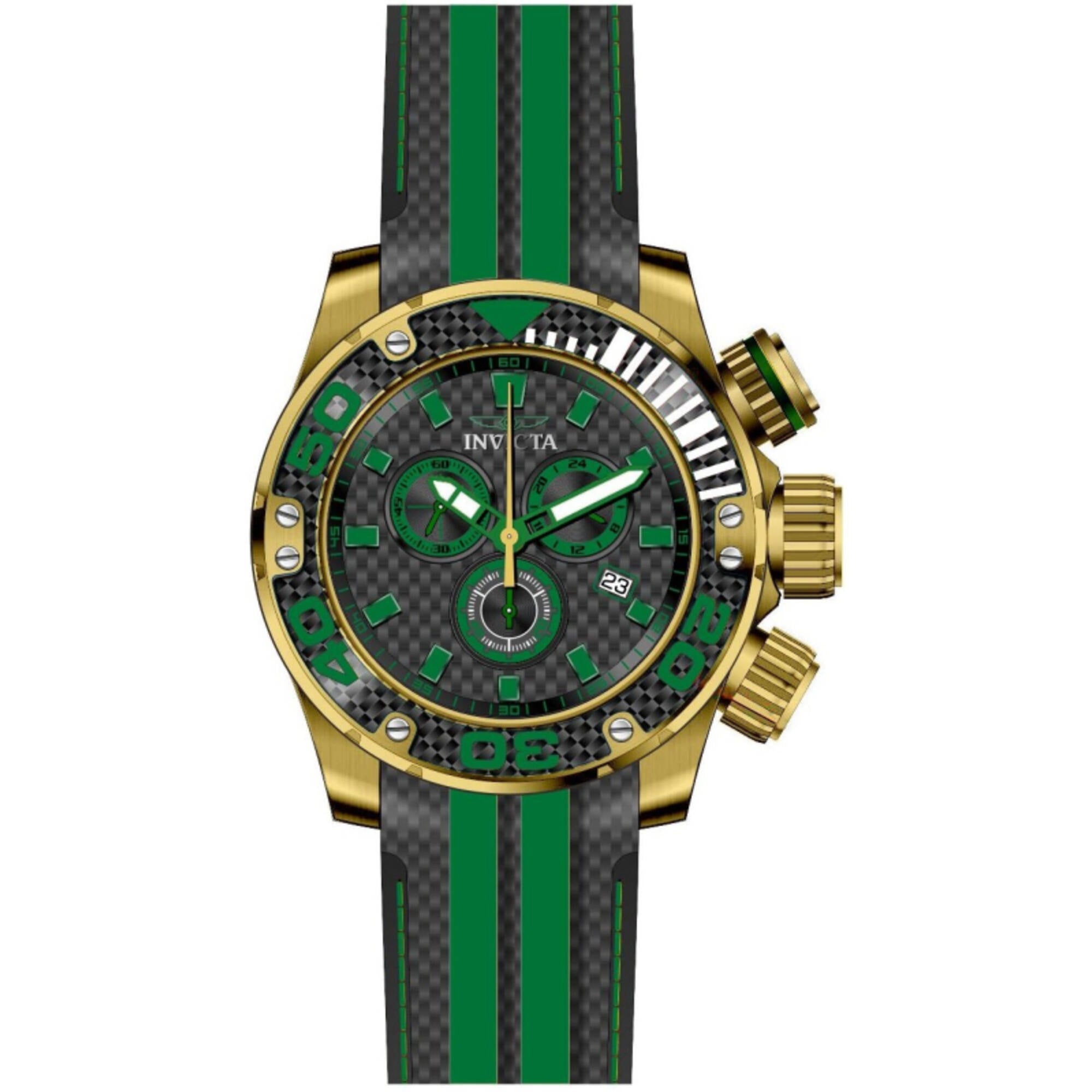 Invicta Men's Watch - Sea Hunter Chronograph Green and Black Silicone ...