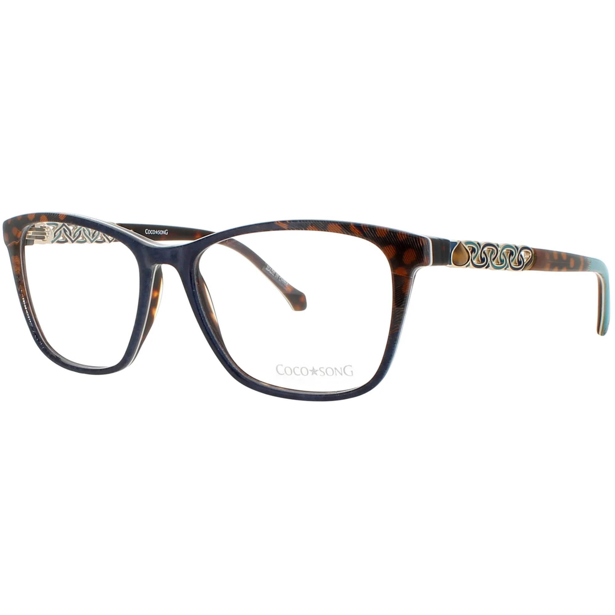 Coco Song Women's Eyeglasses - Blue/Brown Plastic Square Frame | BLUE