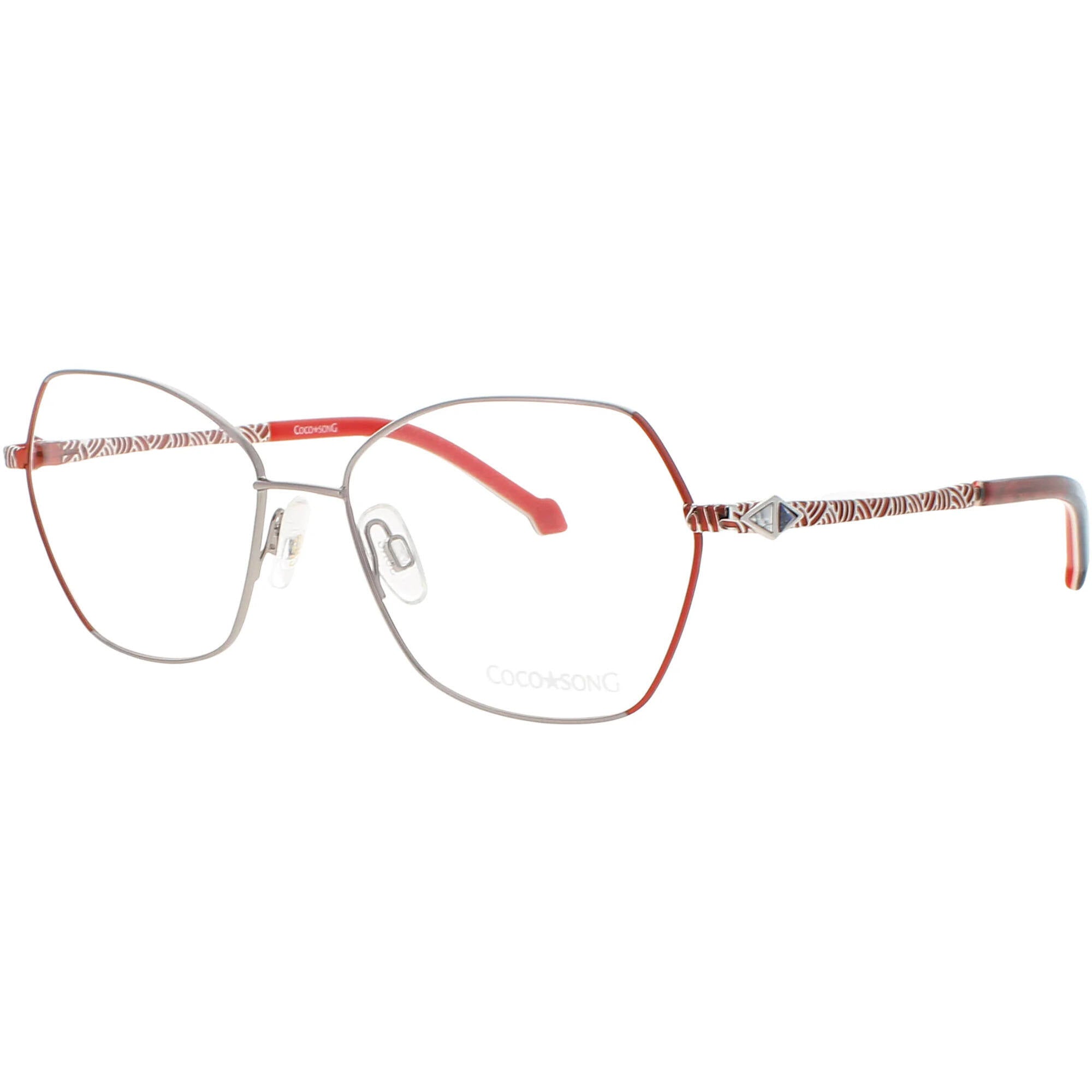 Coco Song Women's Eyeglasses - Red Metal Butterfly Frame | BROKEN WING