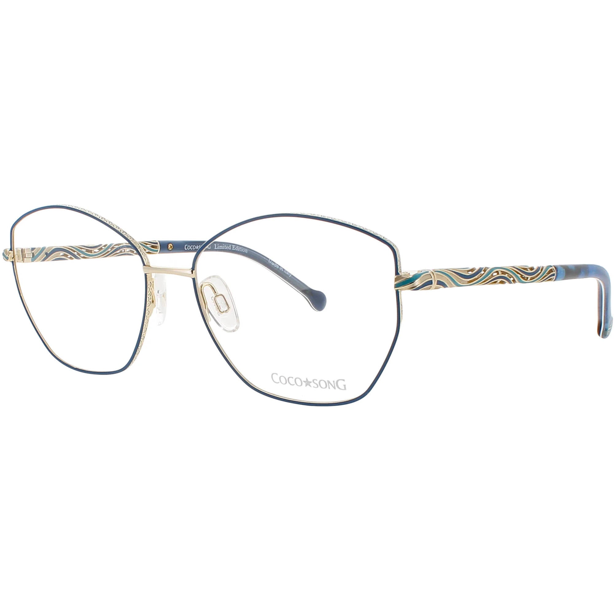 Coco Song Women's Eyeglasses - Blue Metal Irregular | SURFING DOLPHIN