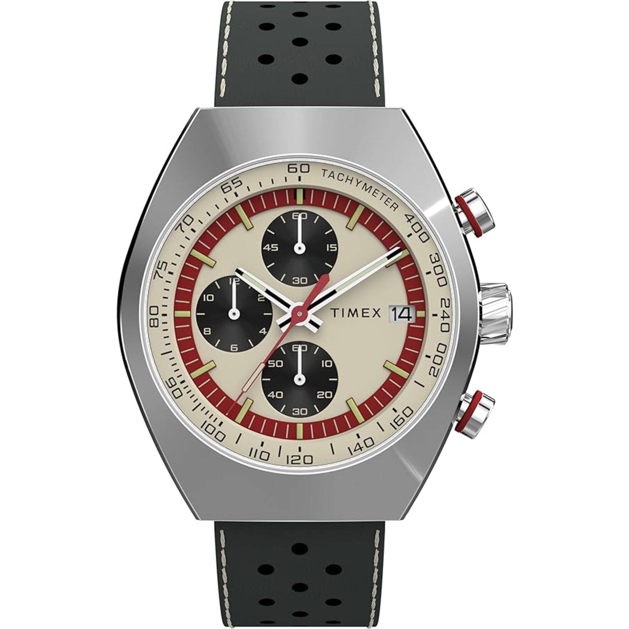 Timex Men's Watch - Legacy Chronograph Silver Tone, Black and Red Dial ...