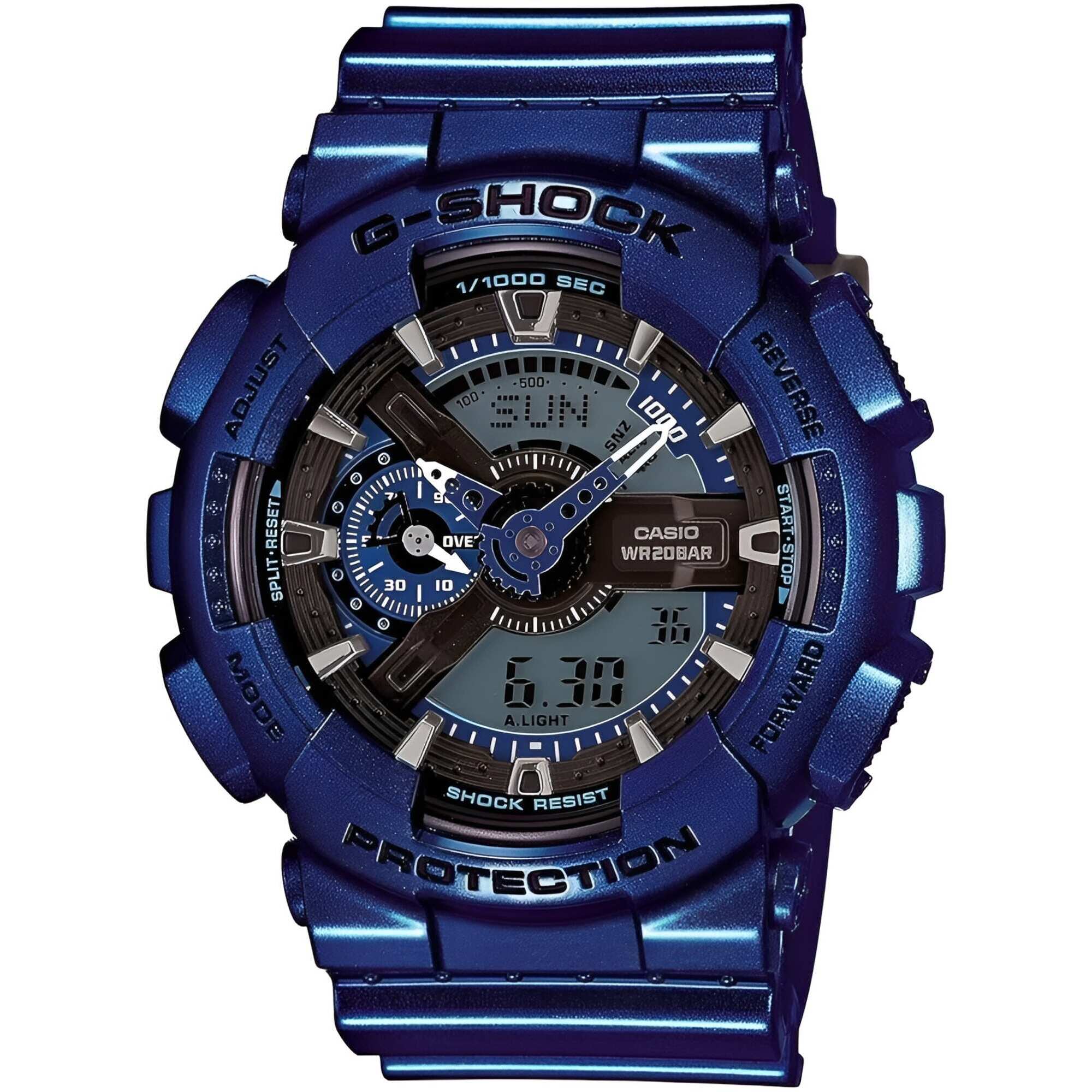 Casio Men's Watch - G-Shock Metallic Blue Resin Strap Analog-Digital