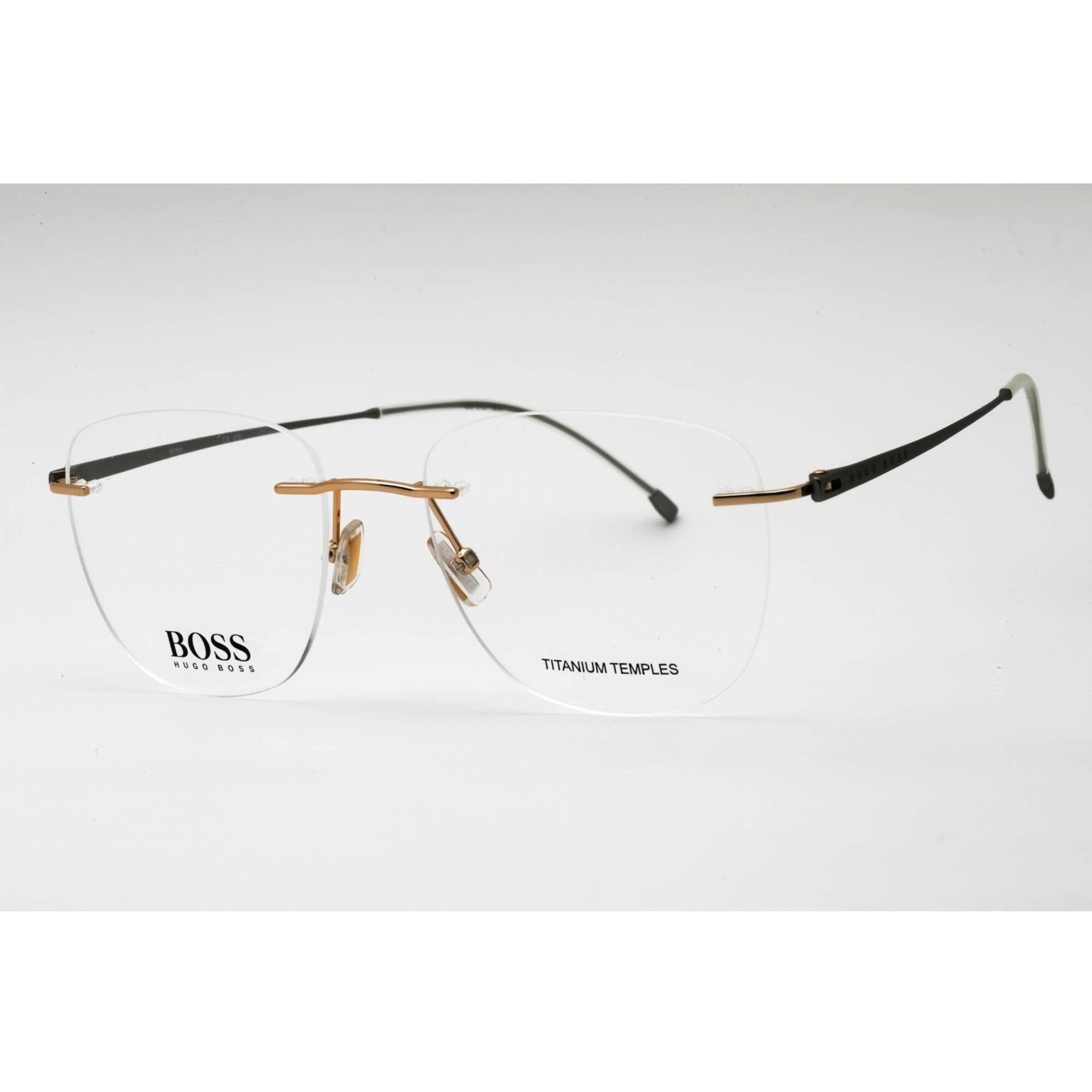 Hugo Boss Men's Eyeglasses - Gold Metal Square Rimless Frame | BOSS 12
