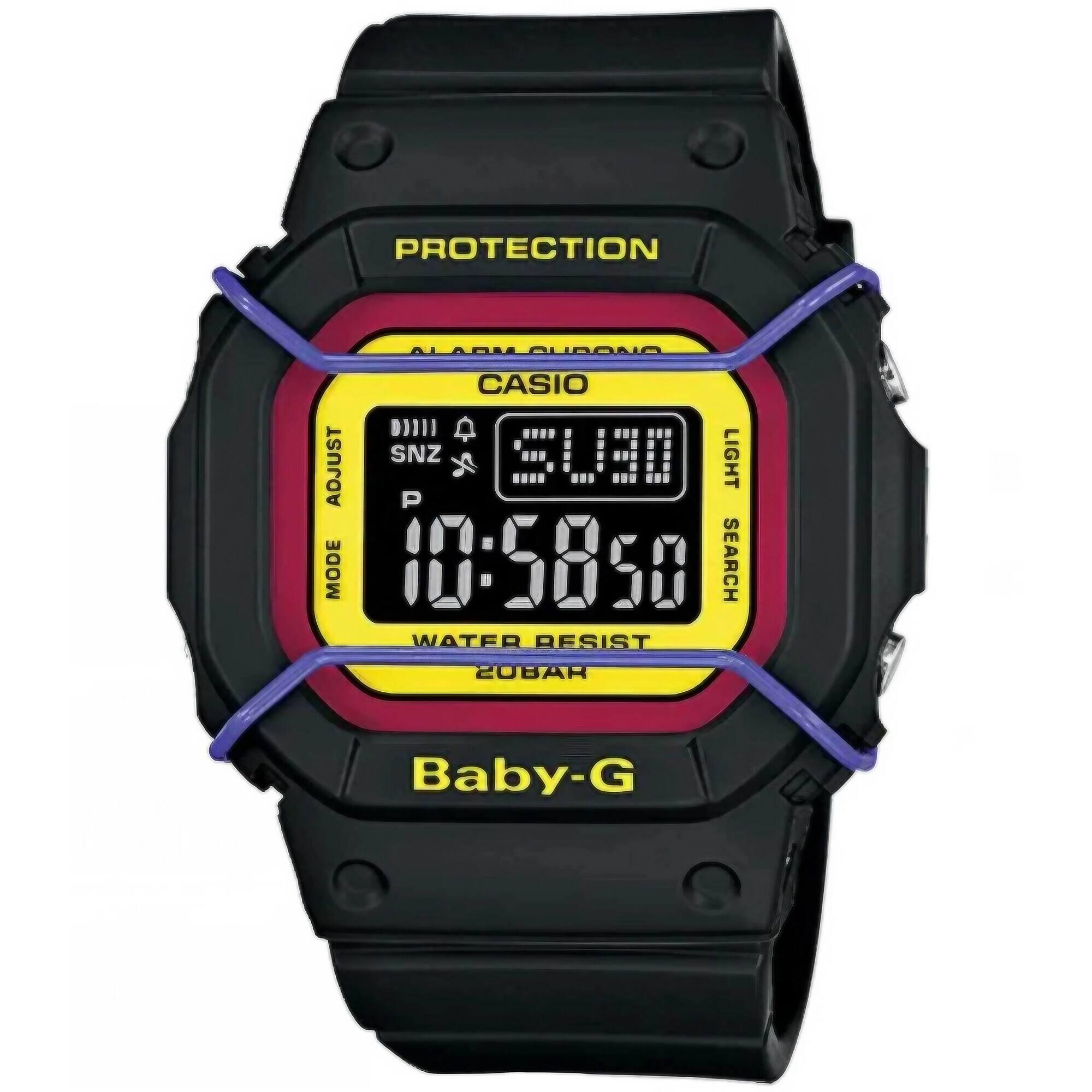 Casio Women's Watch - Baby-G Red, Yellow and Black Digital Dial Strap