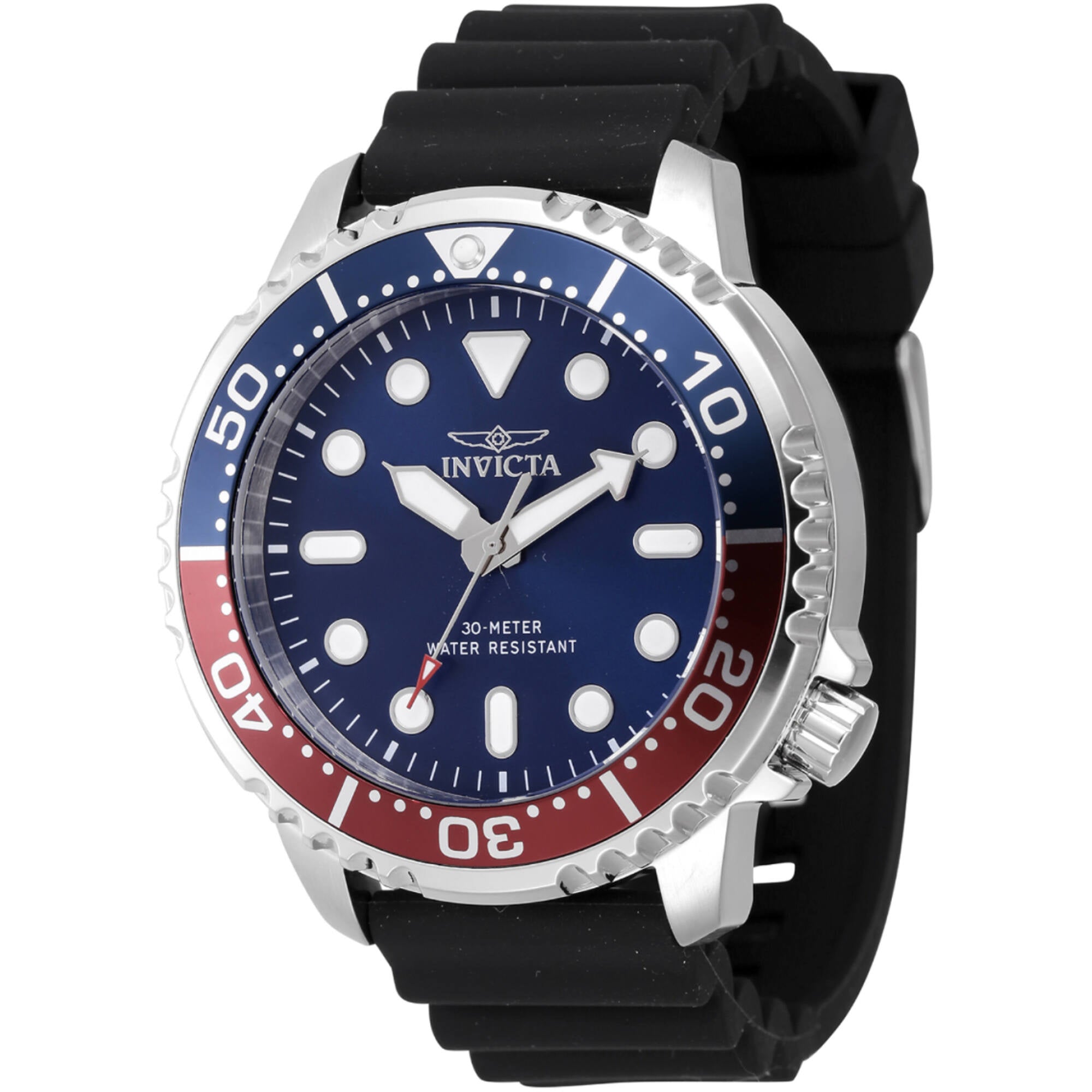 Invicta Men's Watch - Pro Diver Quartz Blue Dial Black Silicone Strap