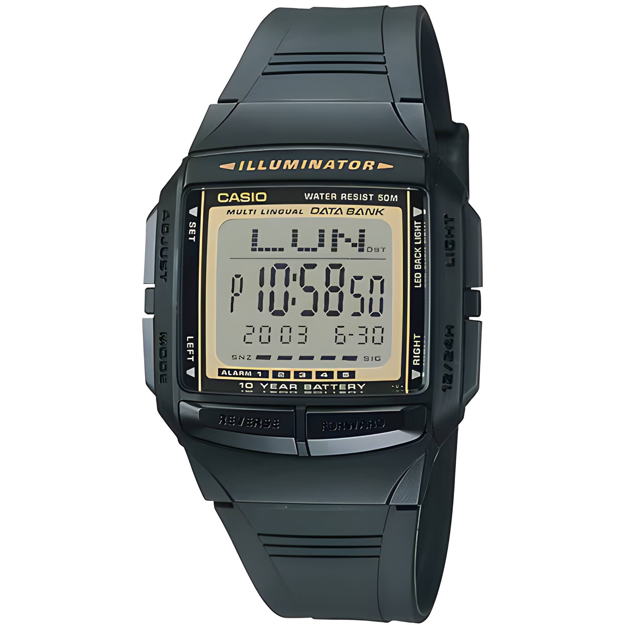 Casio Unisex Watch - Quartz Dual Time Digital Grey Dial Black Resin St
