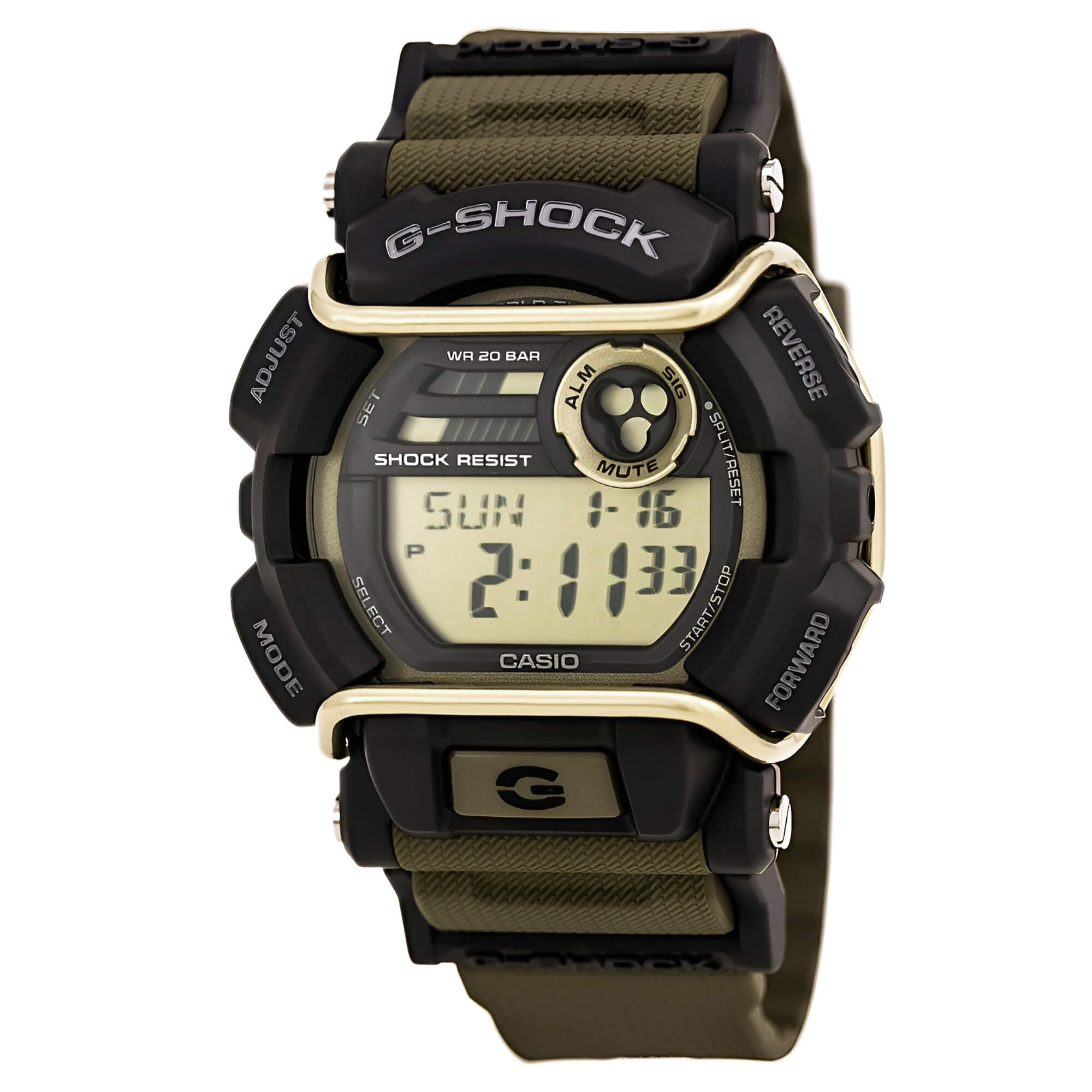 Casio Men's G-Shock Digital Grey Dial Green Resin Strap World Time Dive ...