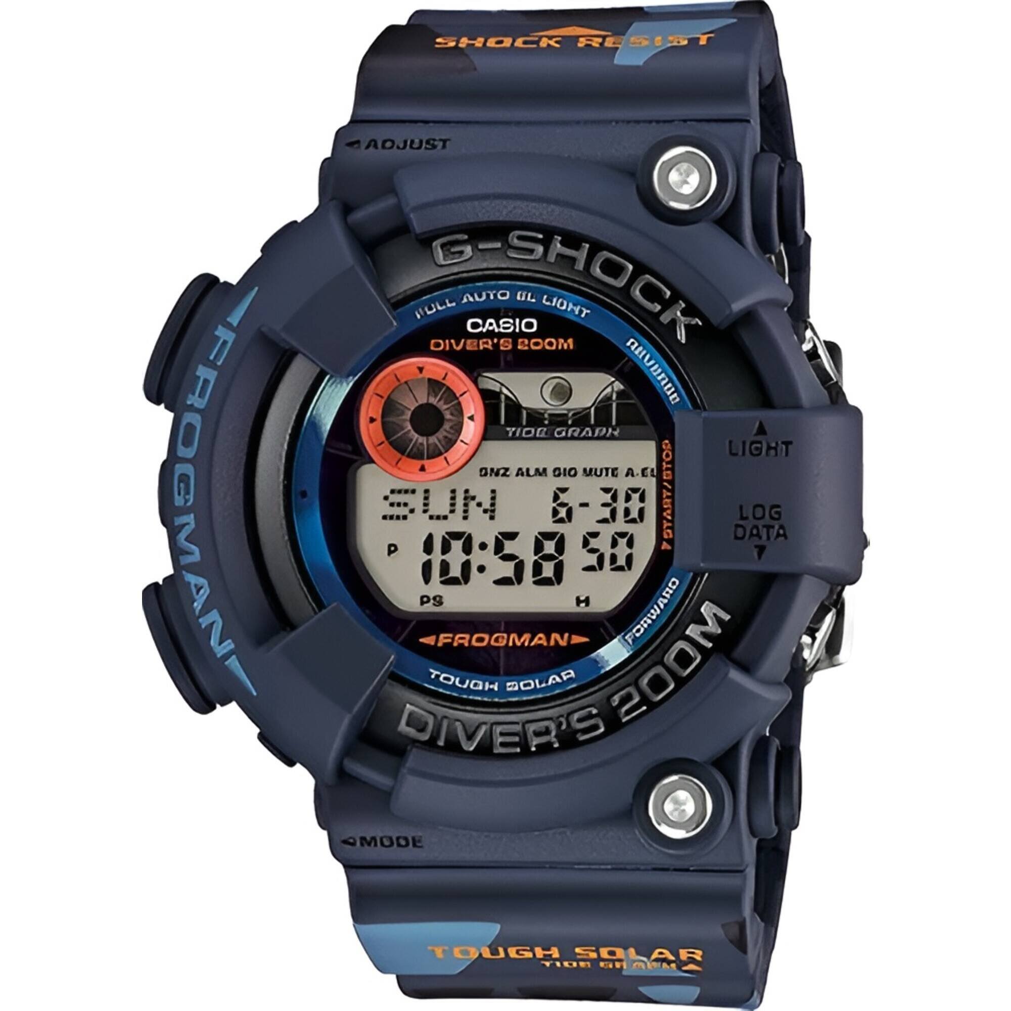 Casio Men's Digital Watch - G-Shock World Time Blue Camouflage Strap