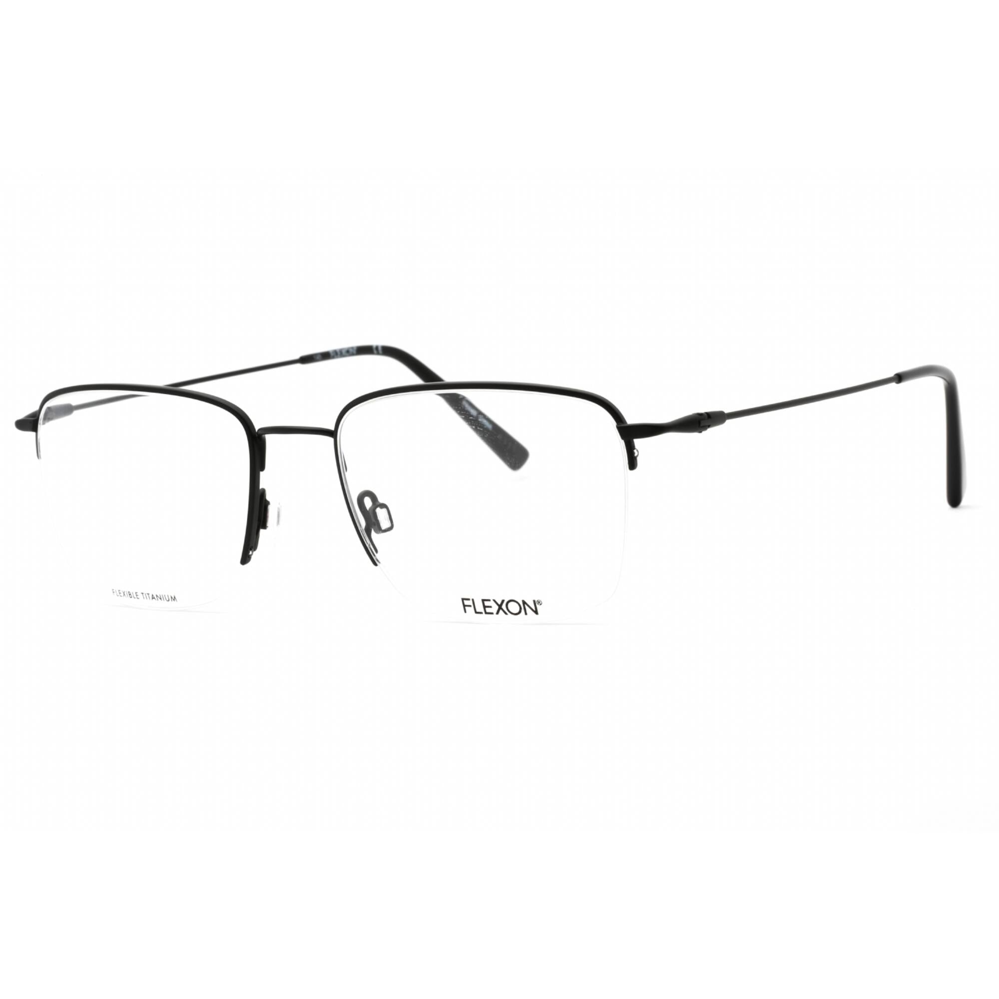 Flexon Men's Eyeglasses - Black Metal Rectangular Half Rim Frame ...