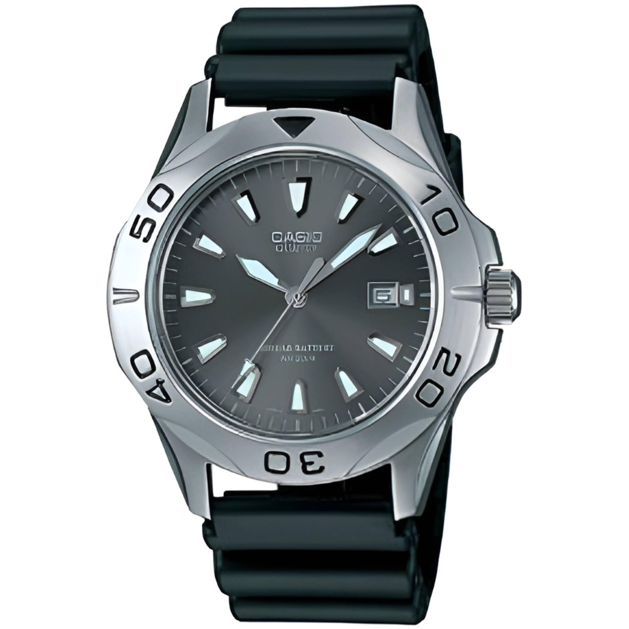 Casio Men's Watch - Quartz Black Dial Stainless Steel Case Rubber Strap ...