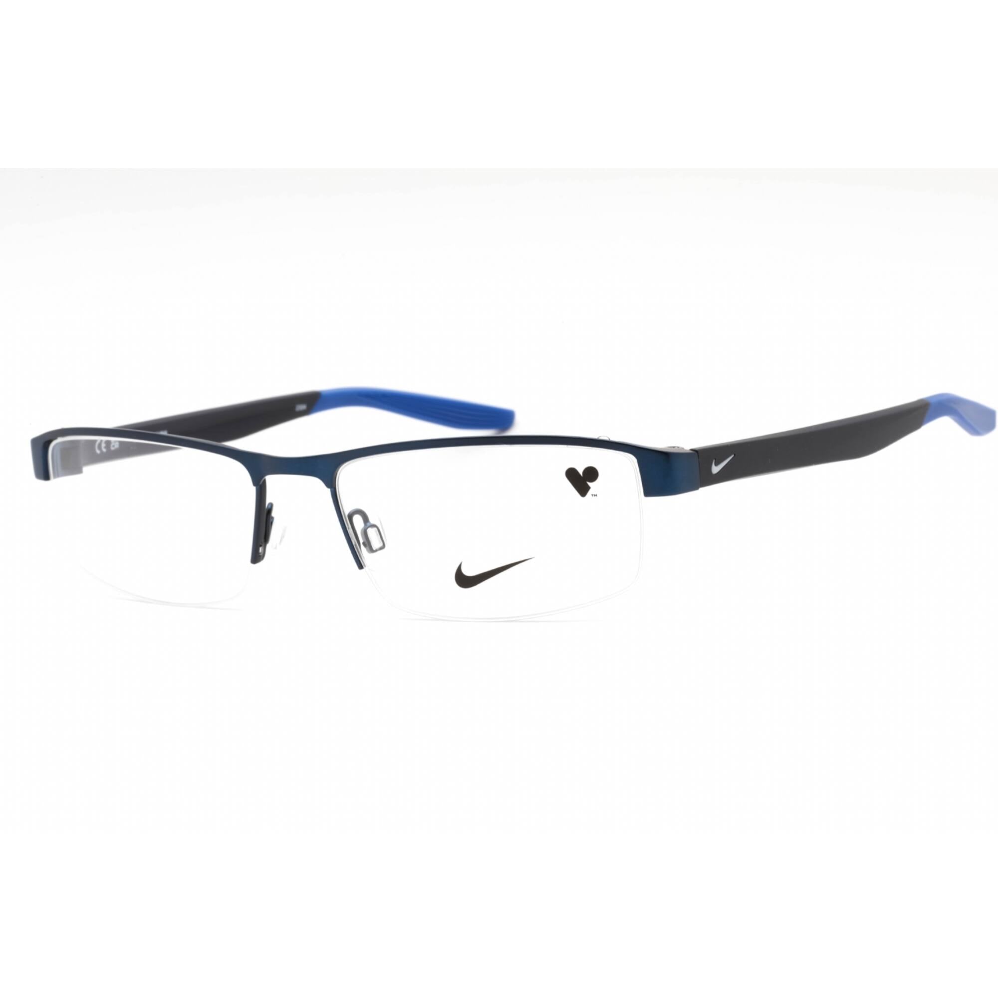 Nike Men's Eyeglasses - Satin Navy Blue Half Rim Rectangular Frame ...