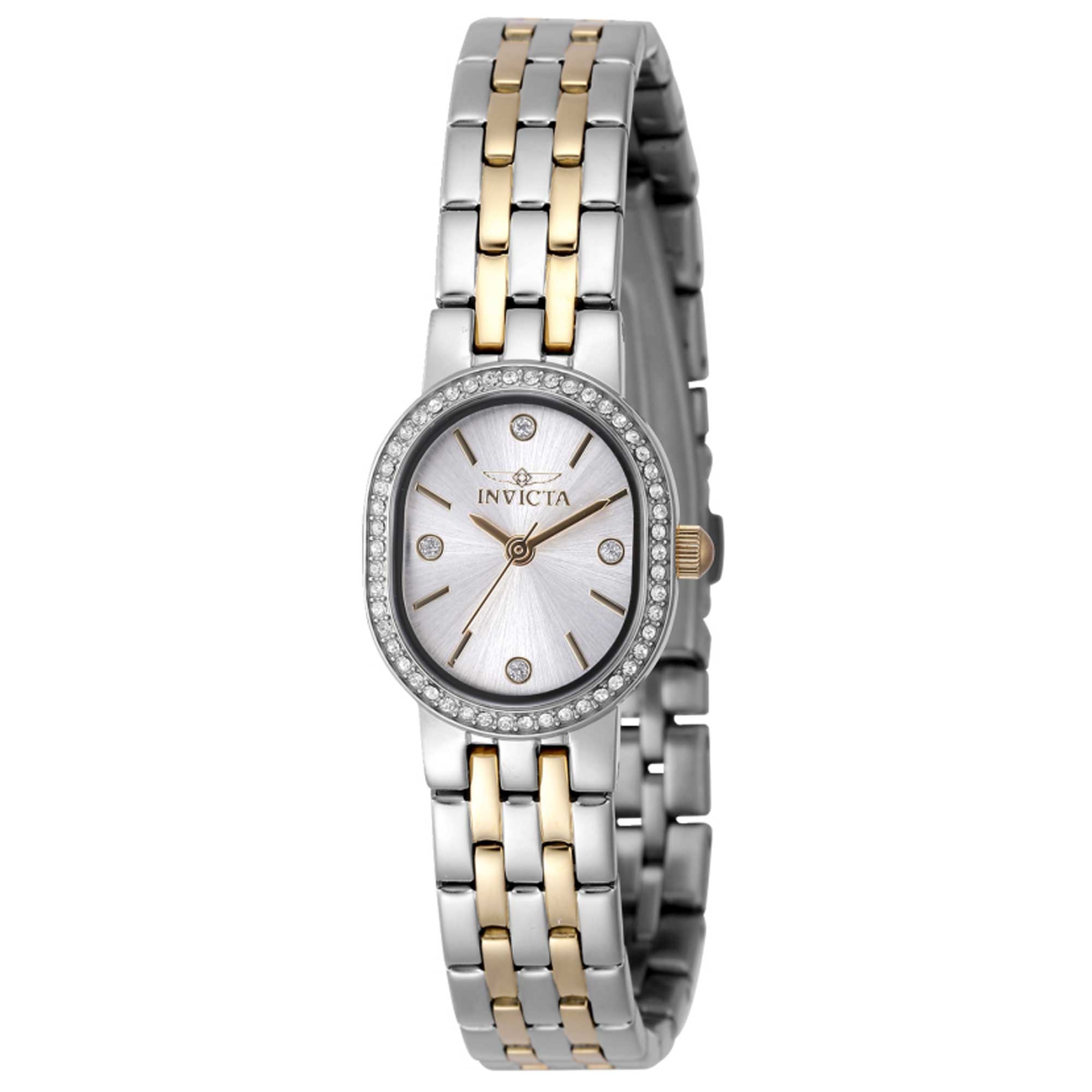 Invicta Women's Watch - Angel Quartz Oval Case Silver Dial Two Tone Br