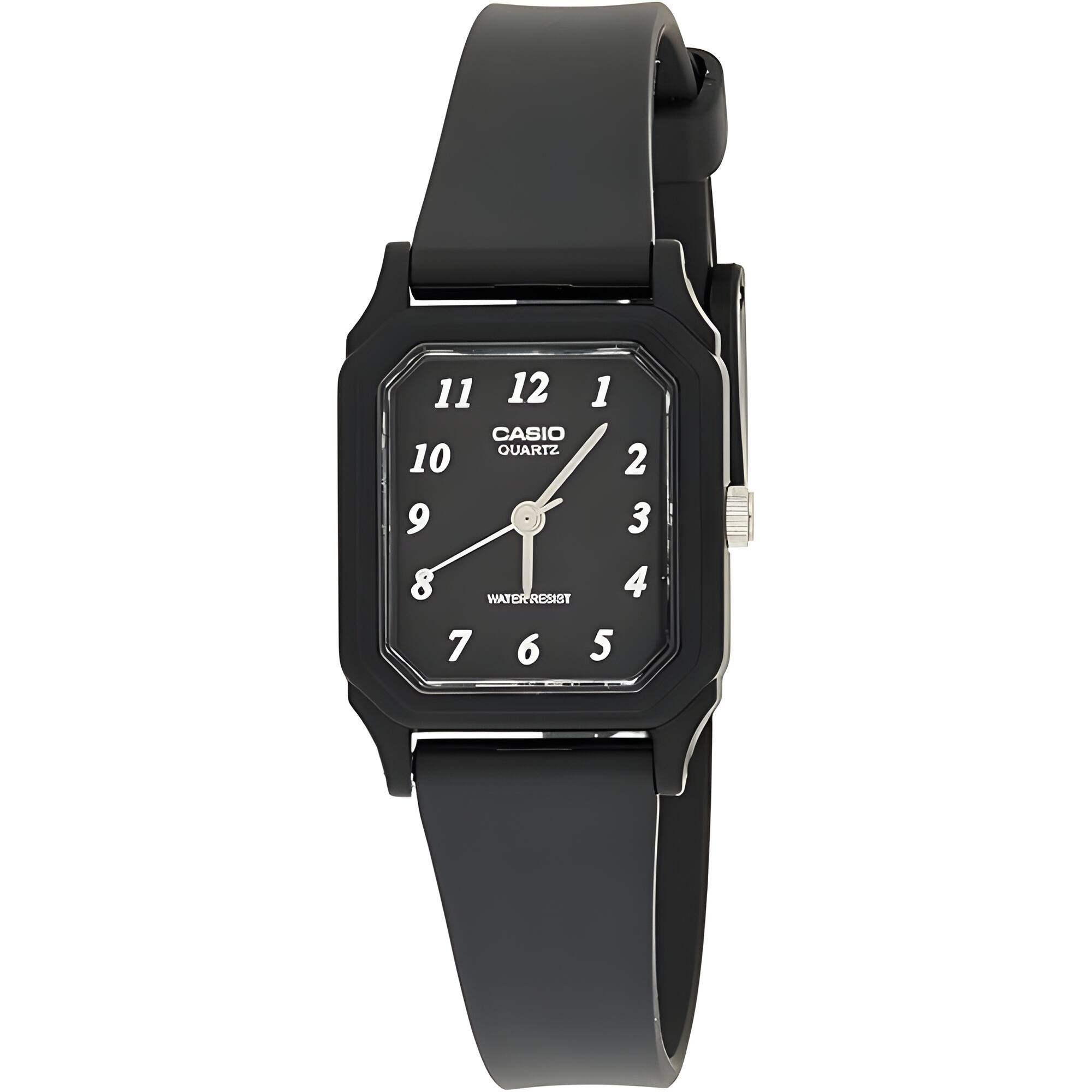 Casio Women's Waterproof Watch - Analog Black Dial Resin Strap | LQ142