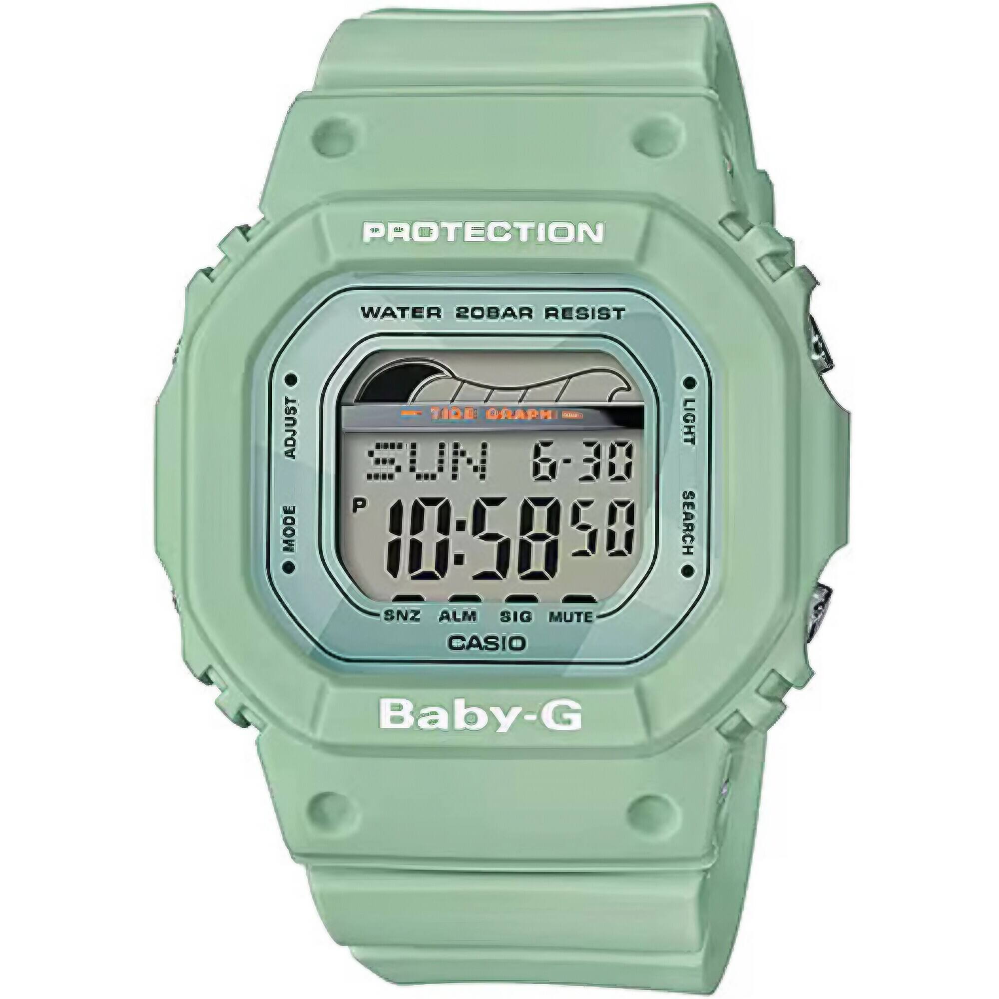Casio Women's Watch - Baby-G World Time Green Resin Strap Digital Dial