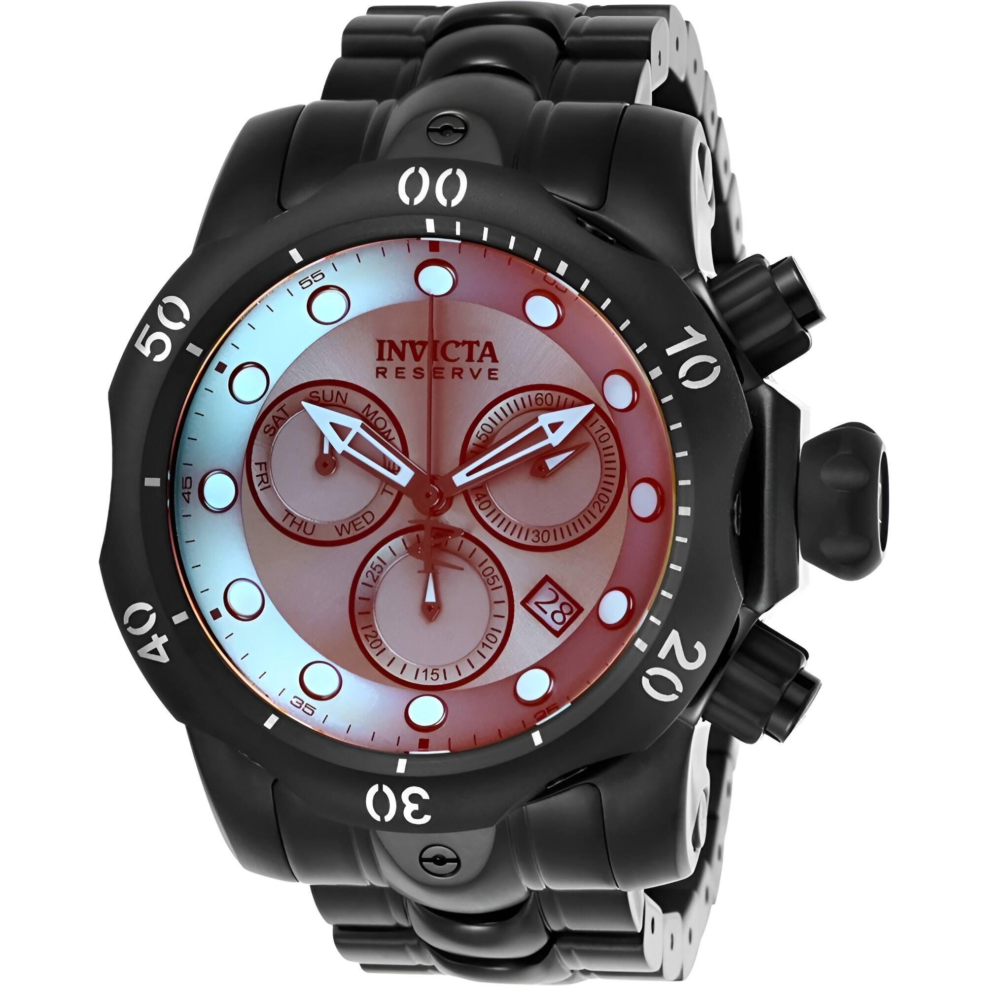 Invicta Men's Chronograph Watch - Reserve Venom Titanium Dial Black Br