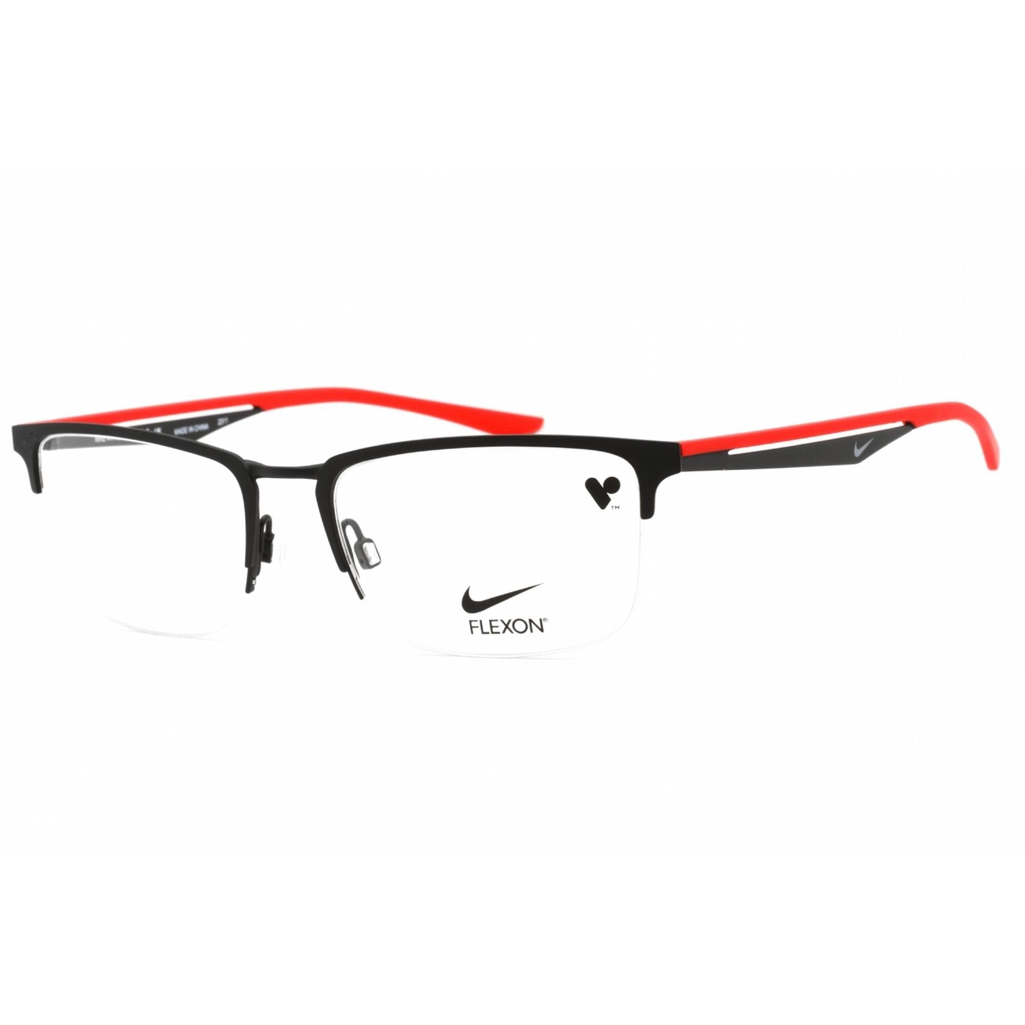 Nike Men's Eyeglasses - Satin Black/University Red Metal Rectangular