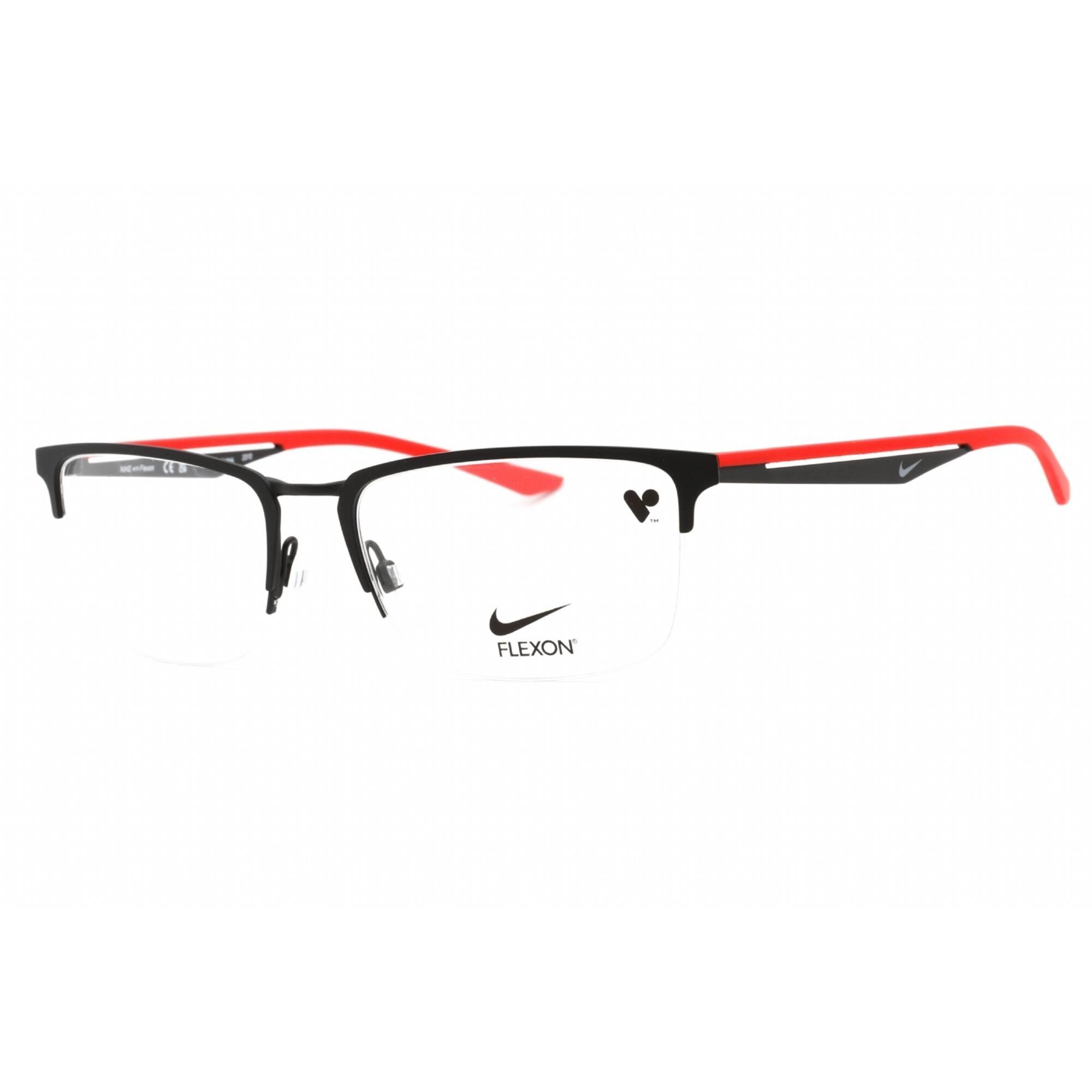 Nike Men's Eyeglasses - Satin Black/University Red Rectangular Frame