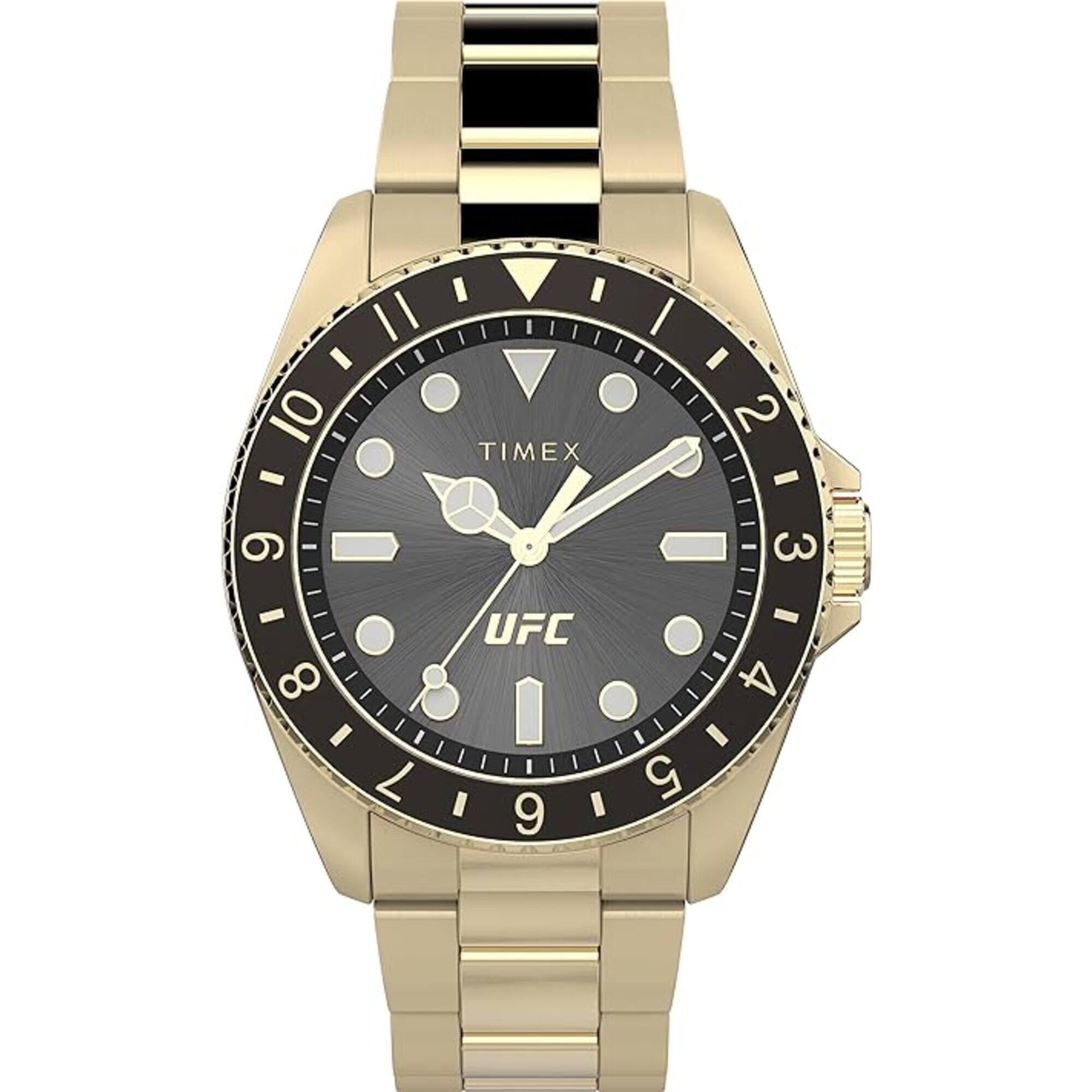 Timex Men's Watch - UFC Debut Quartz Black Dial Yellow Gold Bracelet ...