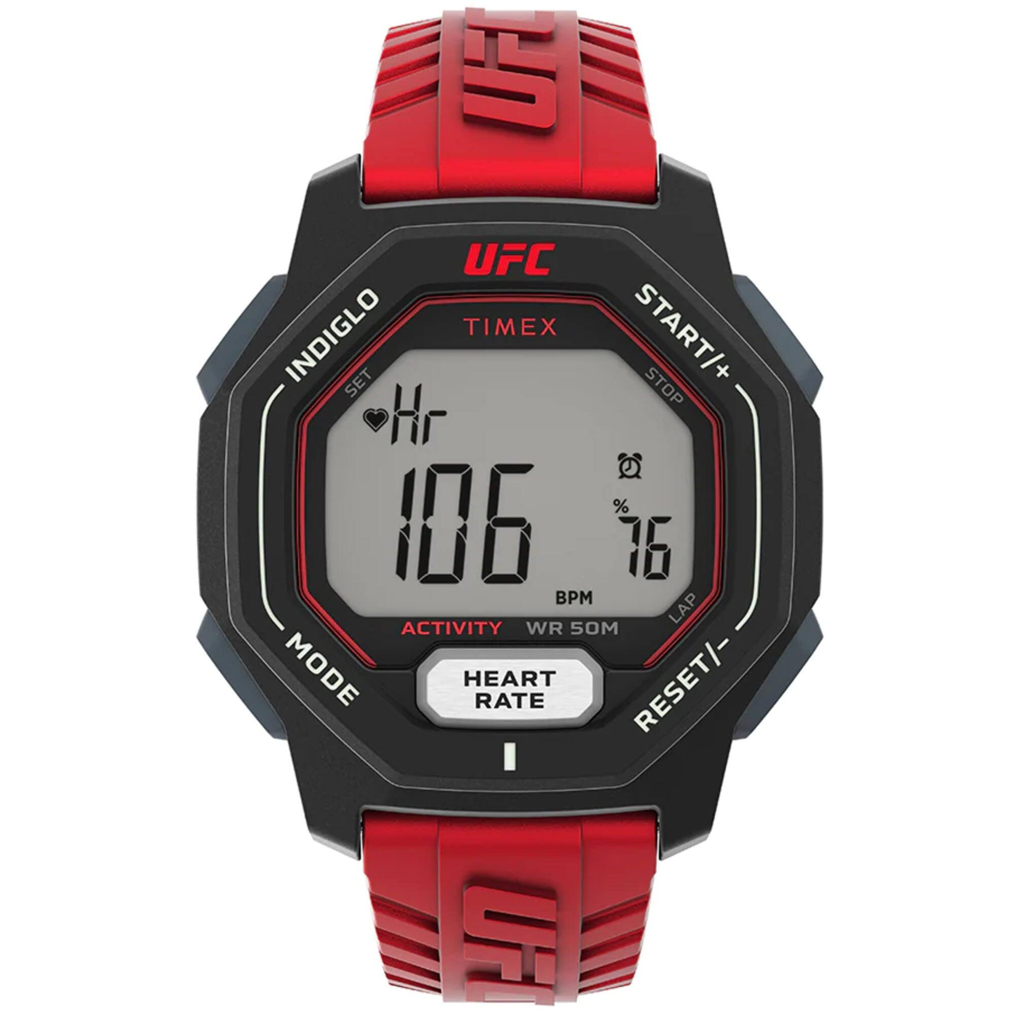 Timex Men's Watch - UFC Spark Heart Rate Digital Dial Red Resin Strap