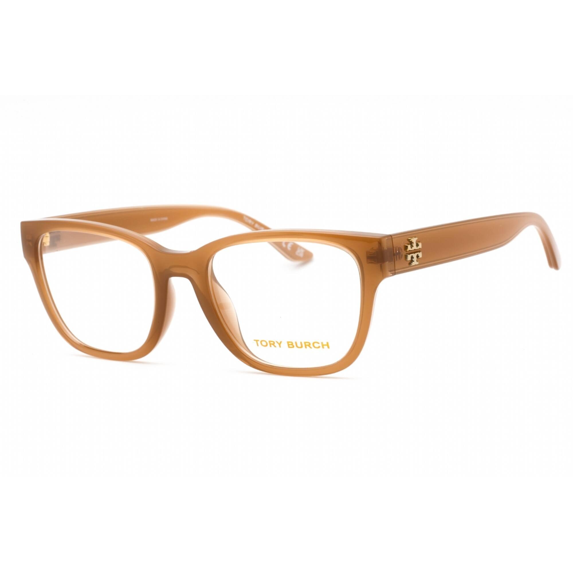 Tory Burch Women's Eyeglasses - Milky Camel Brown Rectangular Frame