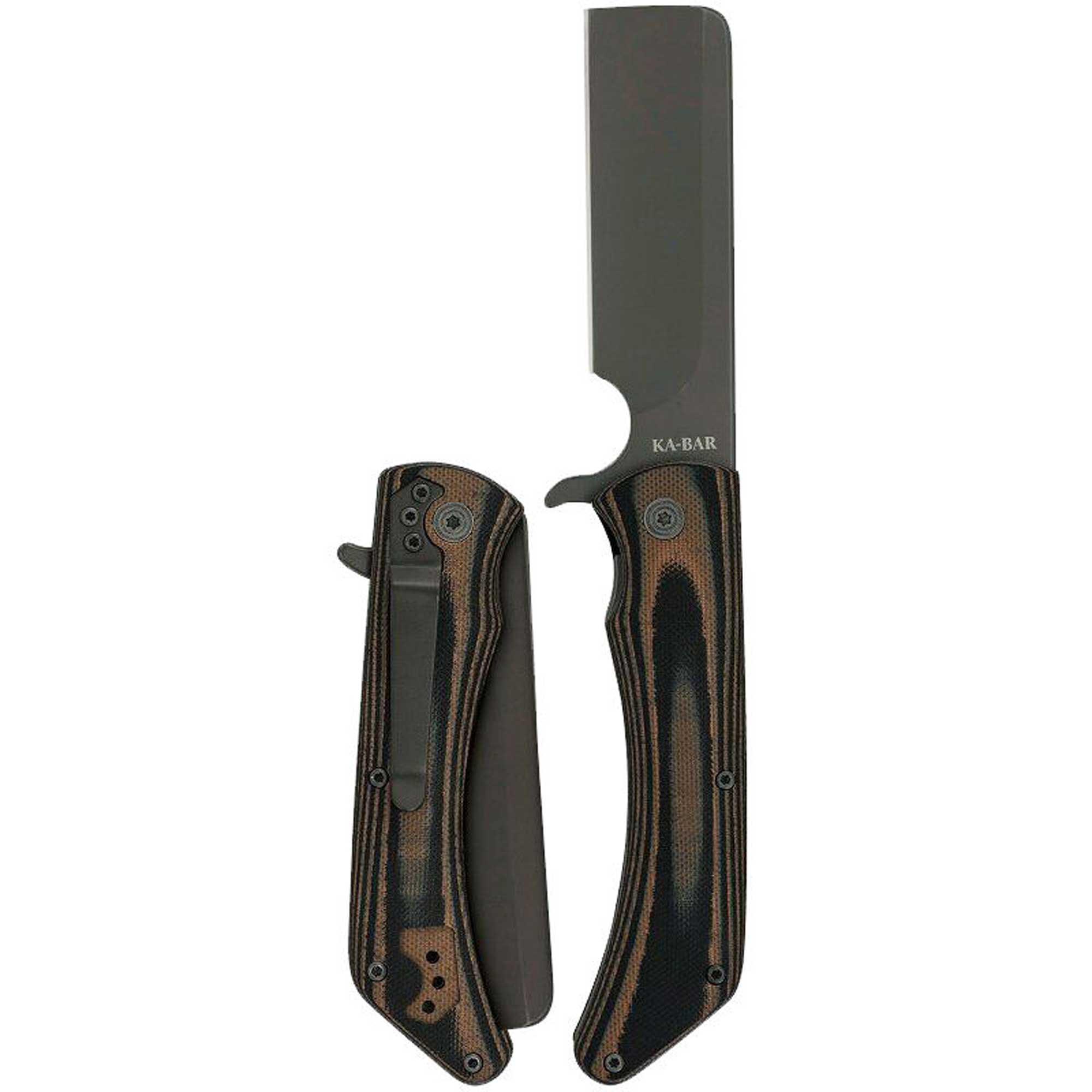 Ka-Bar Flipper Knife - Mark 98-R Black Razor Cleaver Style Blade G10 H
