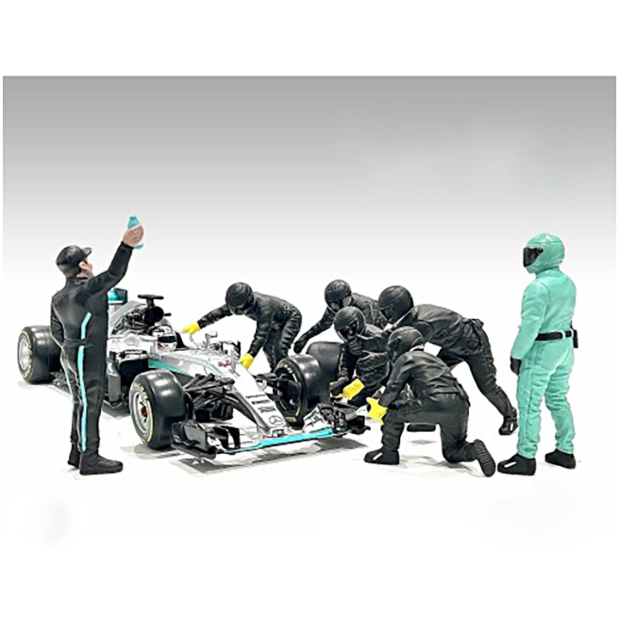 American Diorama Figure Set - Formula One Pit Crew 7 Black for 1/43 ...